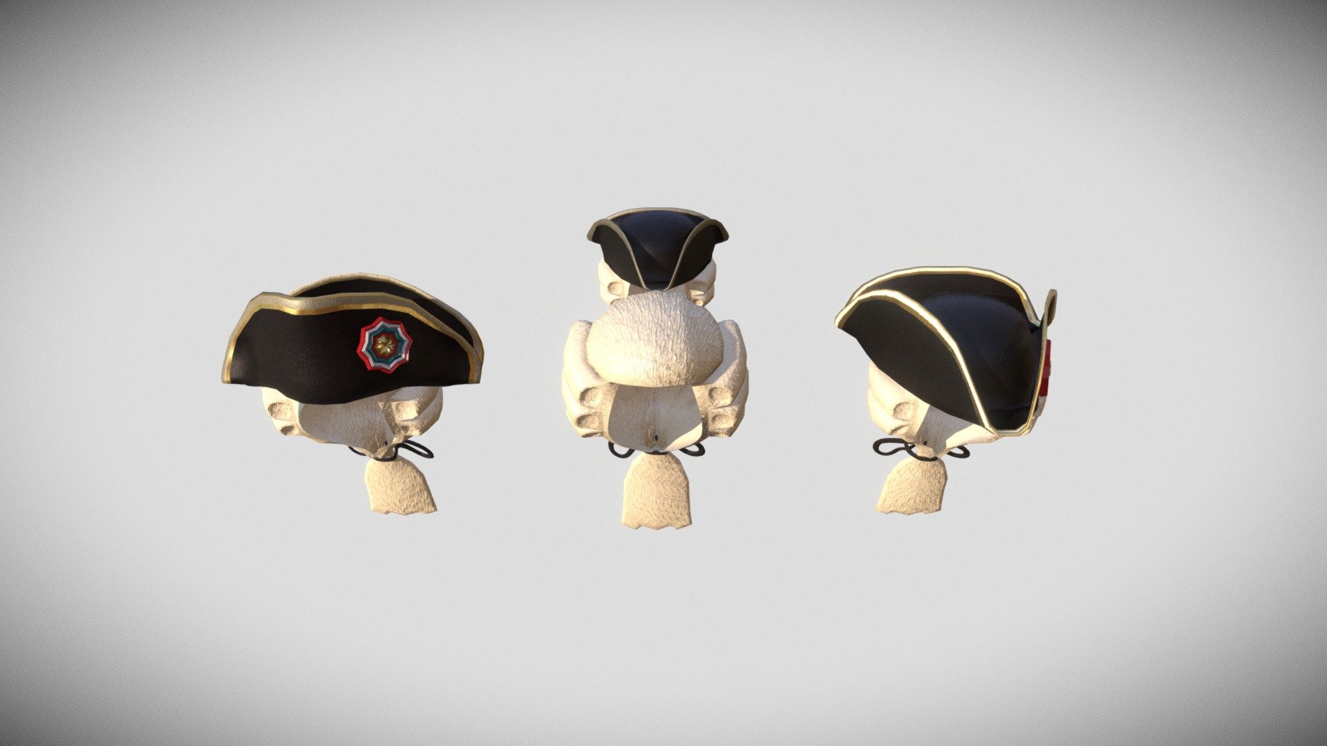 18th Century Powdered Wig, Bicorne, Tricorne - Buy Royalty Free 3D ...
