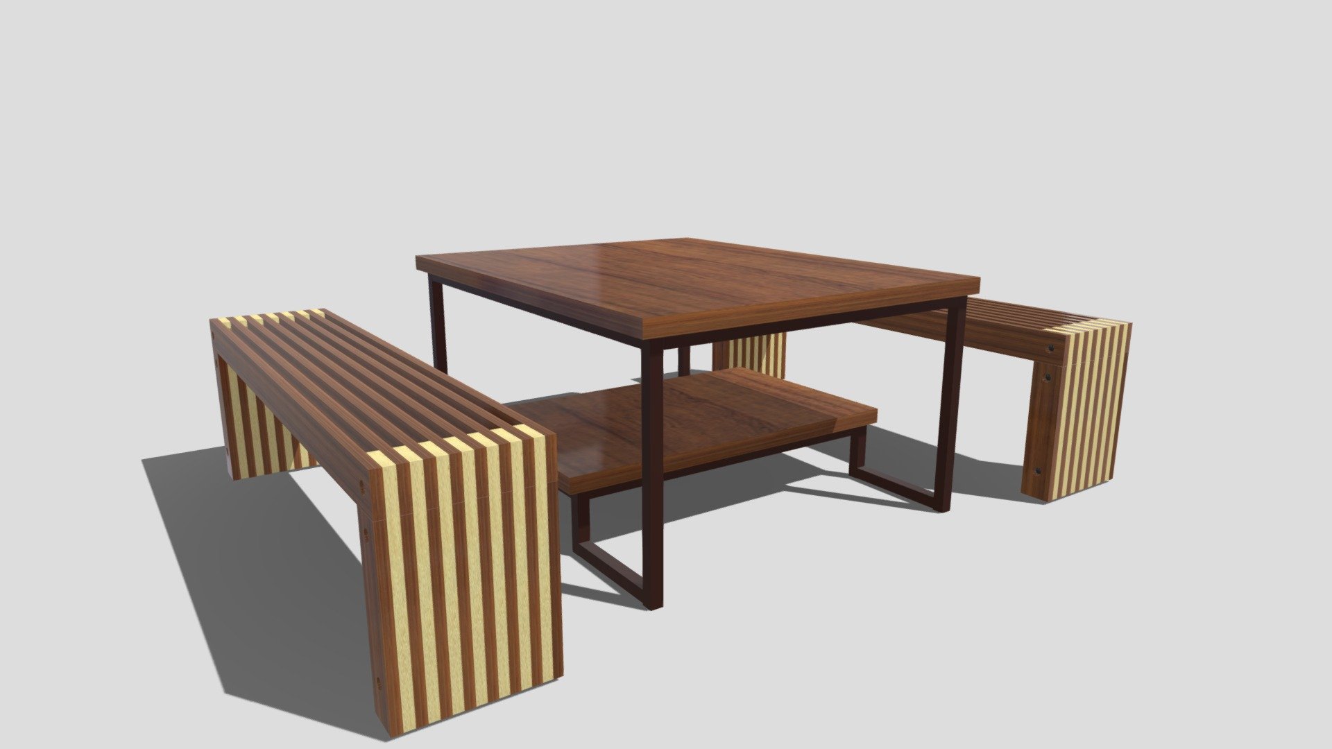 Bench Wood Texture With Unique Centar Table - 3D model by Compozip ...