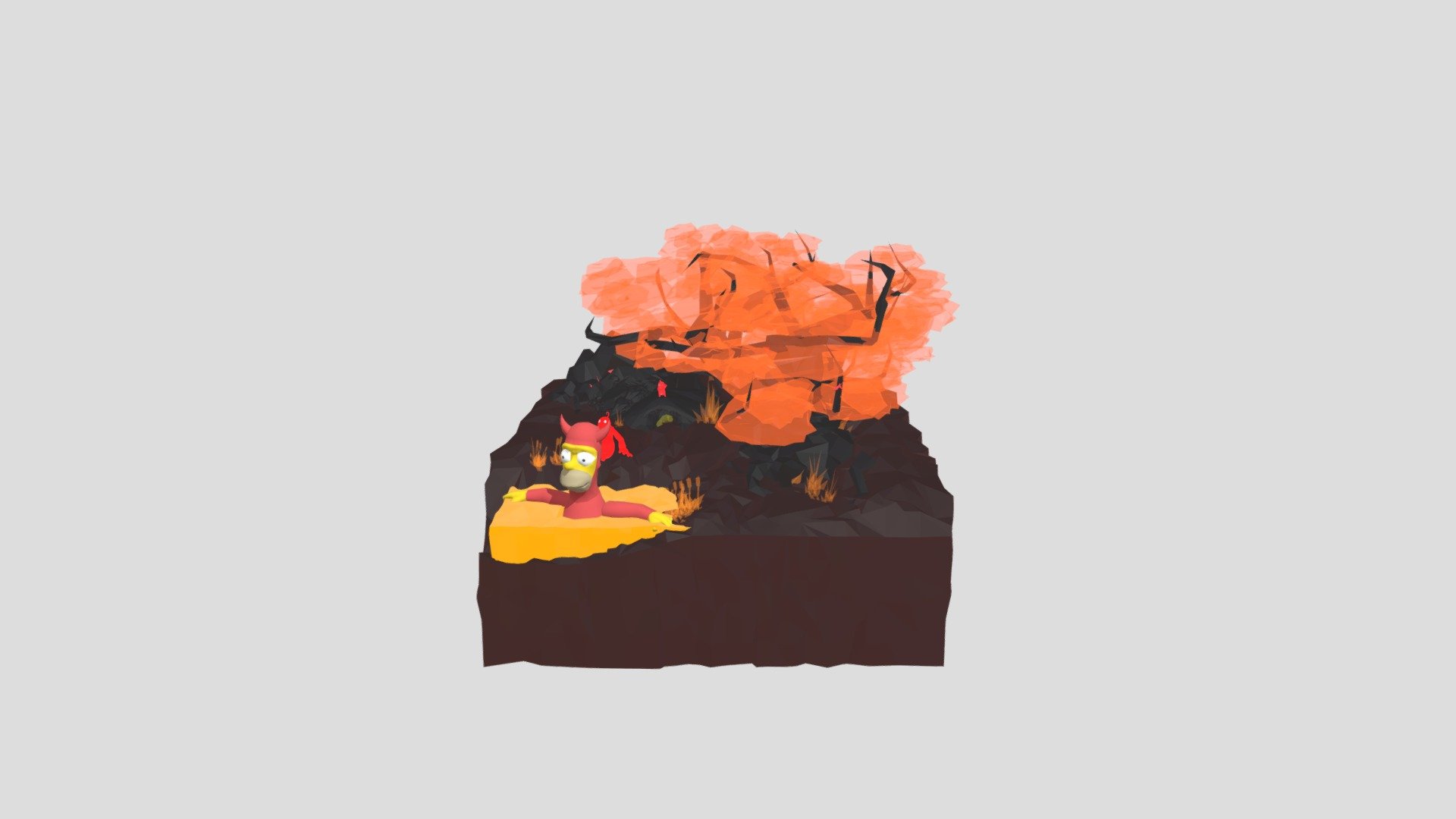 Hell with creatures and evil homer - Download Free 3D model by ...