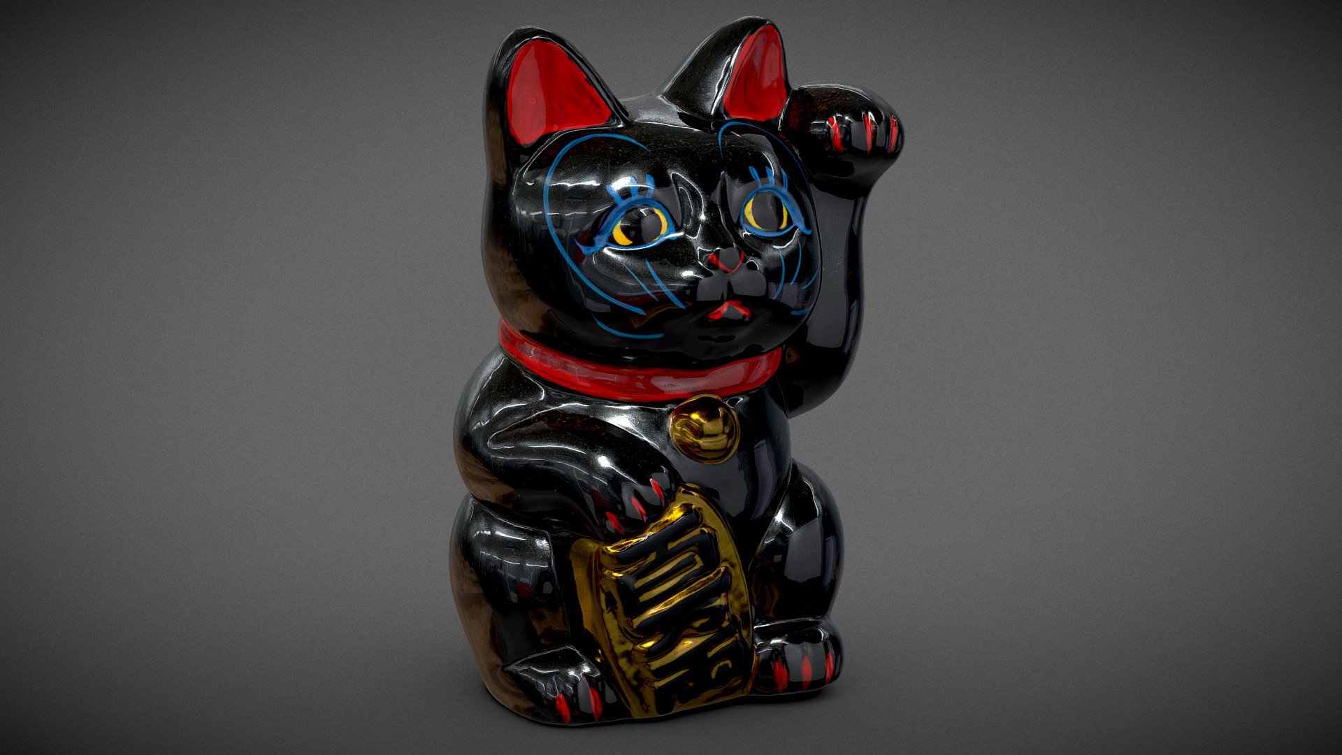 Handpainted Black Maneki Neko - 3D model by 3DSCANFR (sdrn) (@3DSCANFR ...