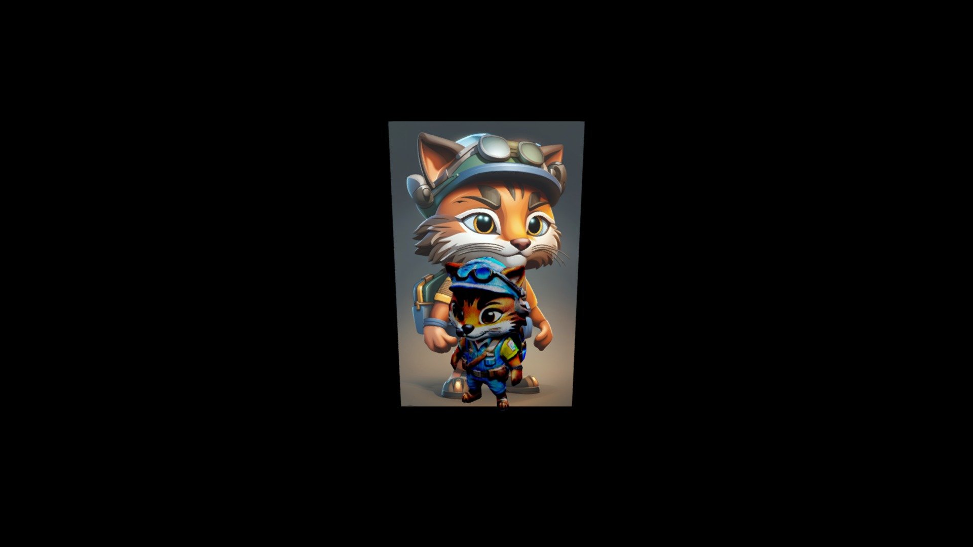 "Cartoon Cat Soldier with Goggles and Backpack" - Download Free 3D ...