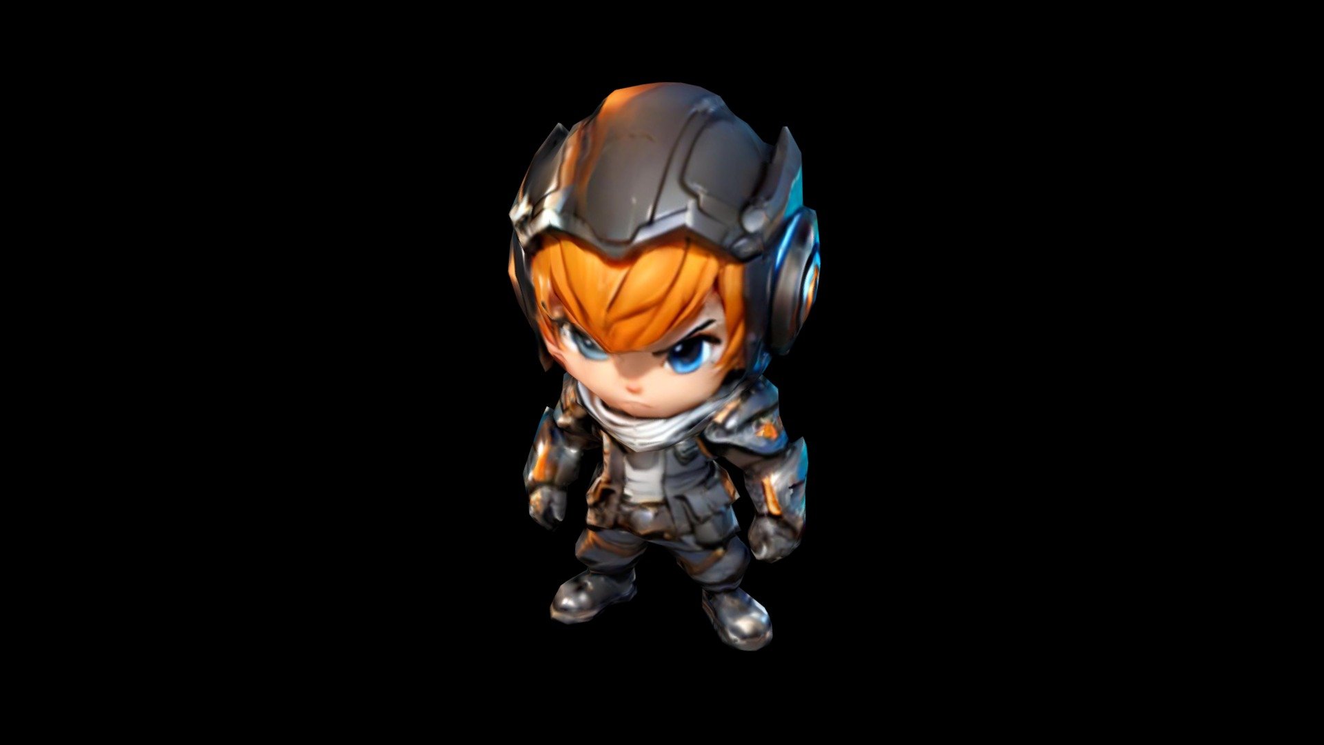 A male action figure in blue and orange helmet w - Download Free 3D ...