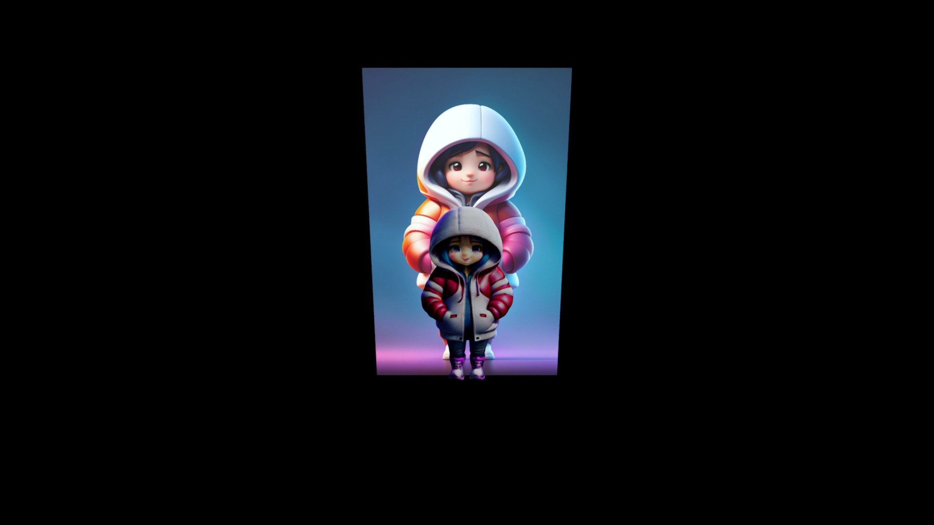 cartoon character of a girl in a white jacket an - Download Free 3D ...