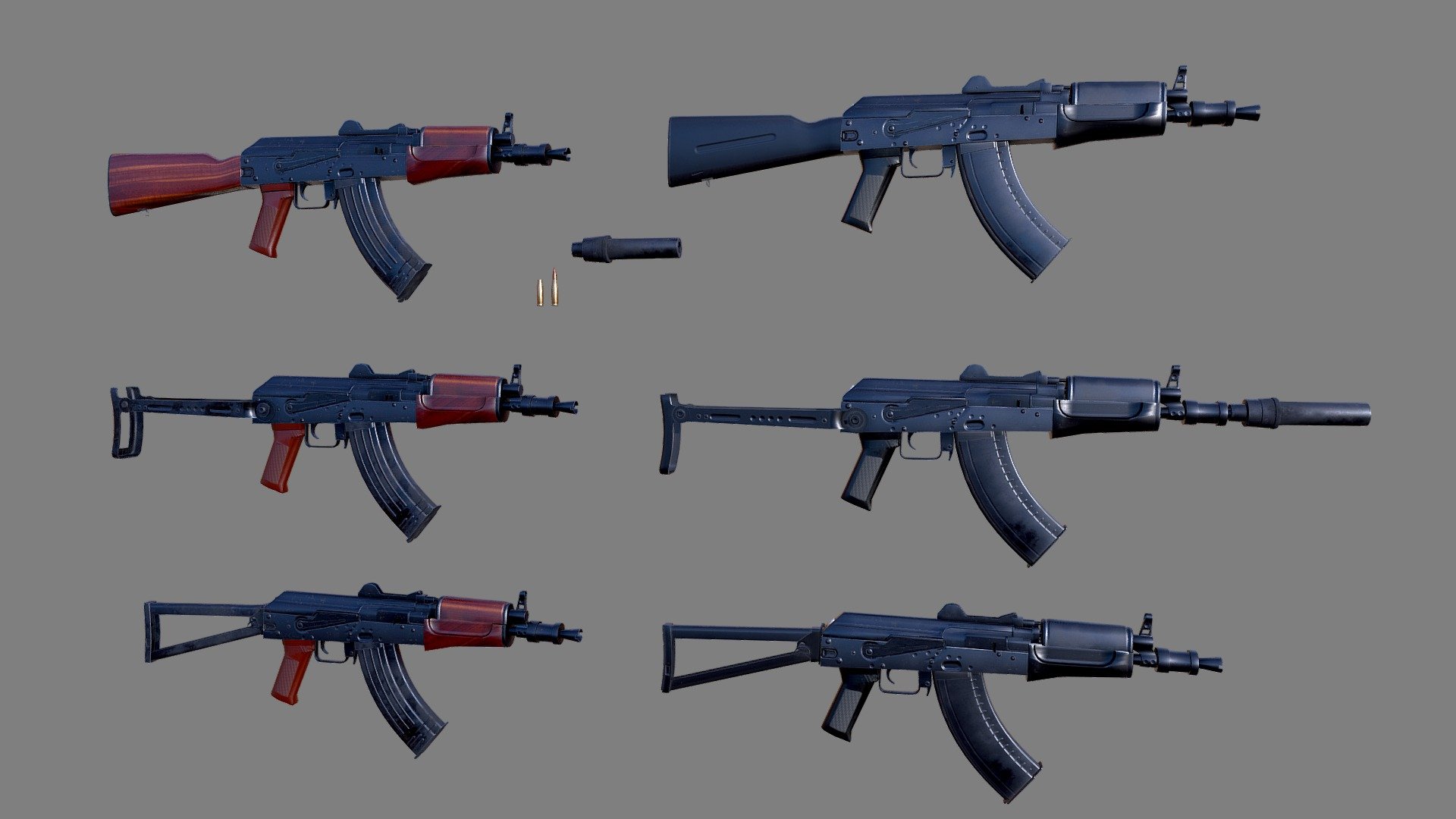 AKS Russian Assault Rifle 6 Variations - Buy Royalty Free 3D model by ...