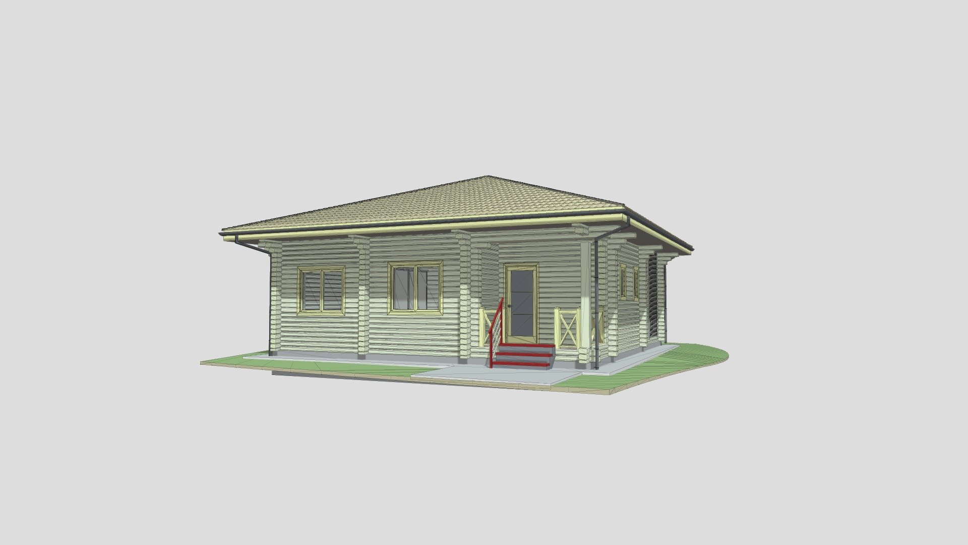 Деревянный дом - 3D model by projectstroy [5b87e2b] - Sketchfab