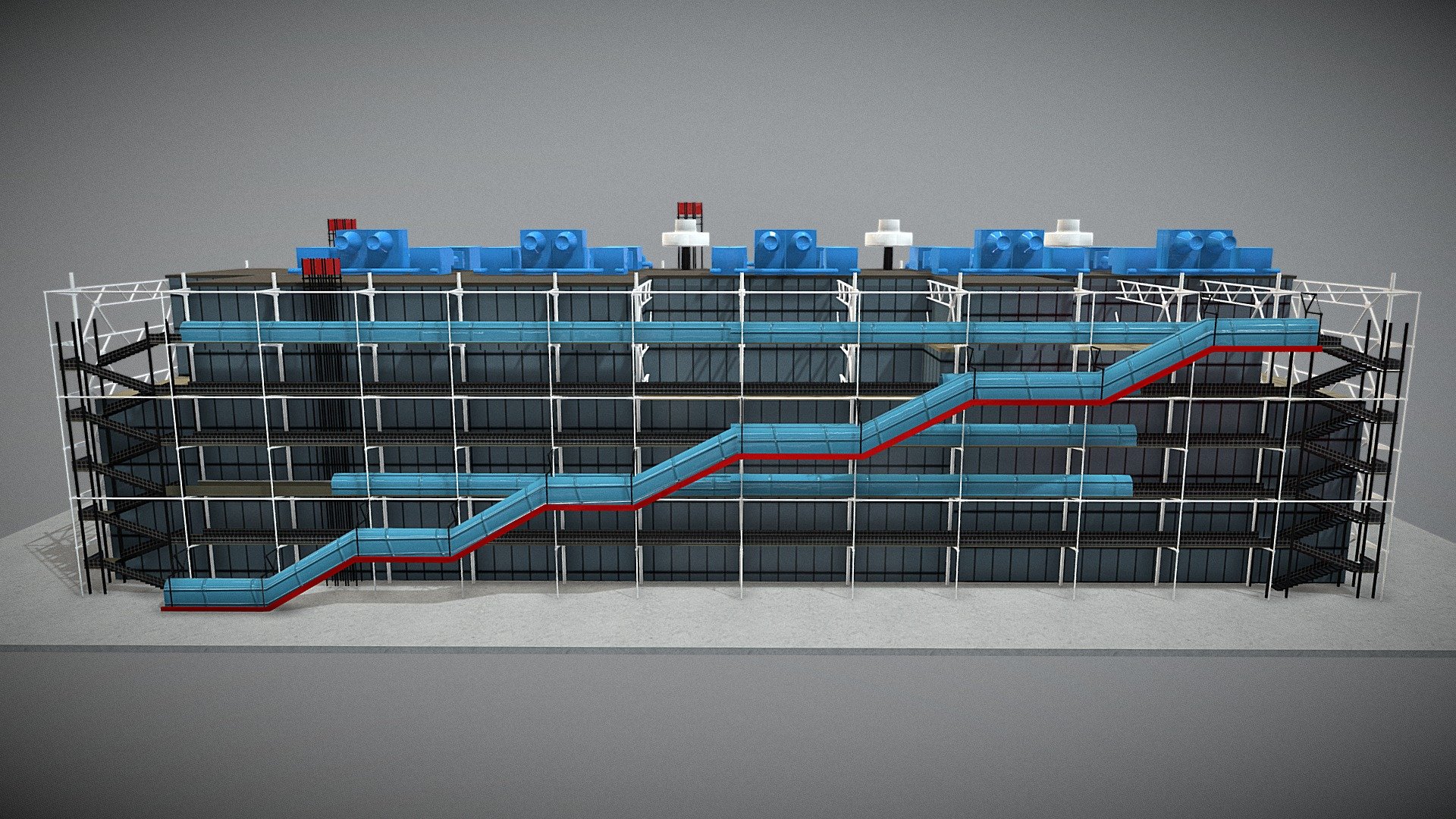 Centre Pompidou - 3D model by Zhang Shangbin (@zhangshangbin1314159 ...
