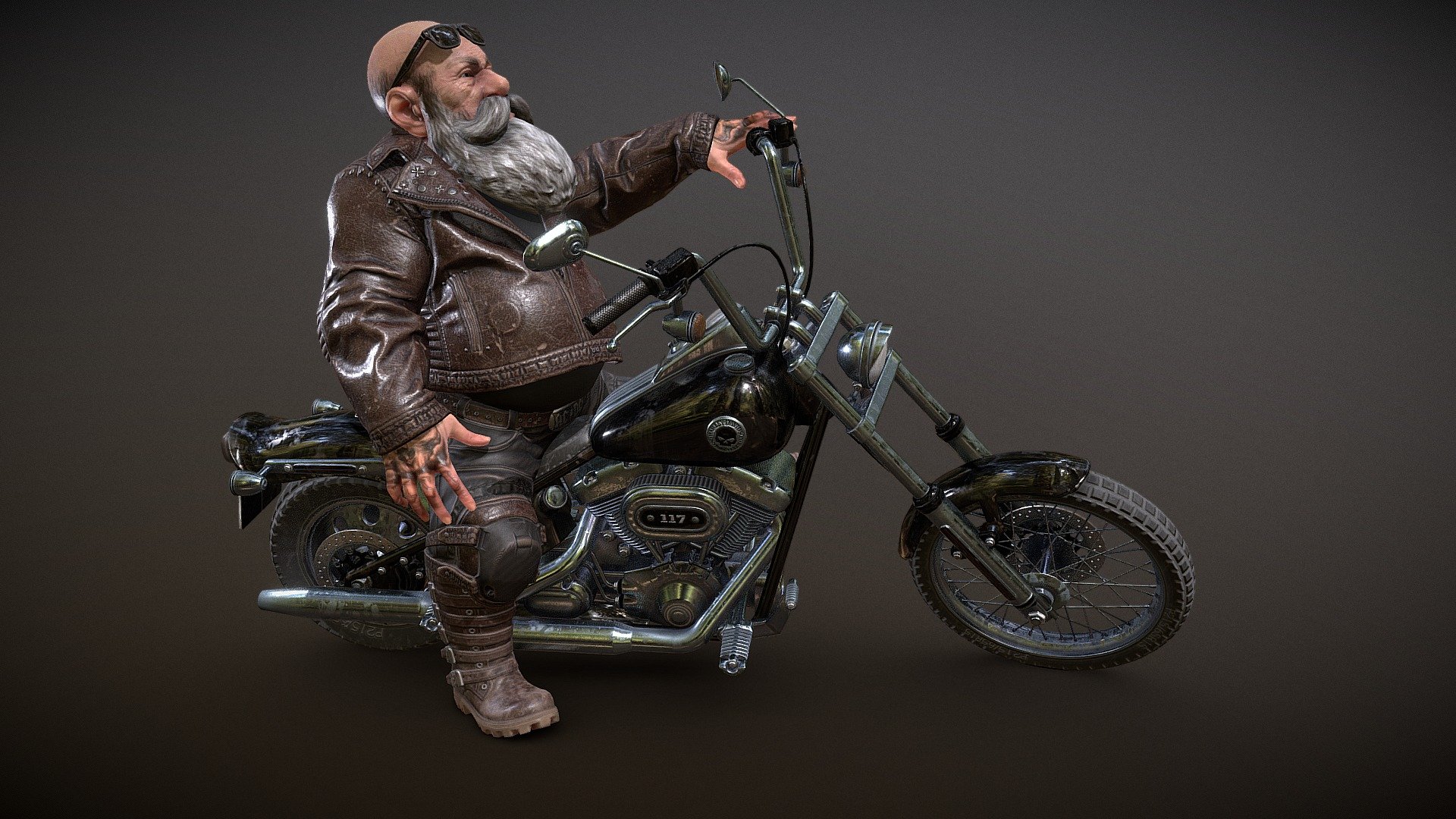 Harley biker - 3D model by Guillermo Momplet (@momplet) [5b9a7ba ...