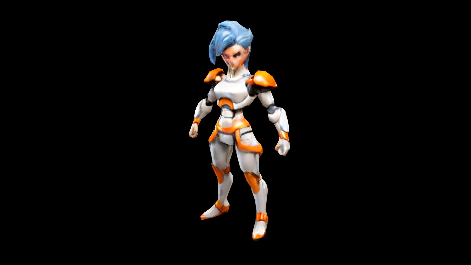 "Computer-Generated Female Android with Blue Hai - Download Free 3D ...