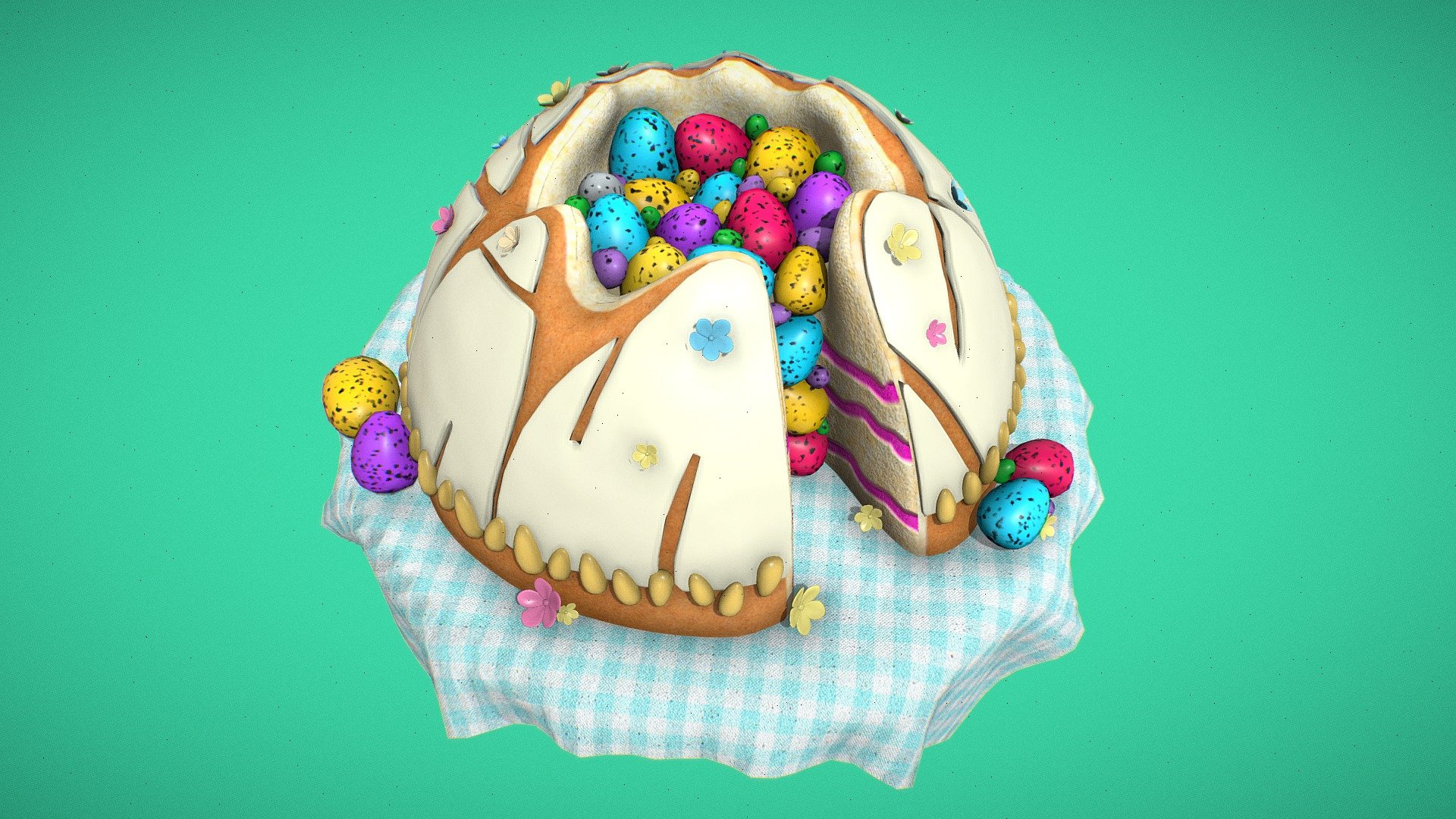 Cracked Egg Easter Cake - Buy Royalty Free 3D model by arloopa [5bb8c22] - Sketchfab Store