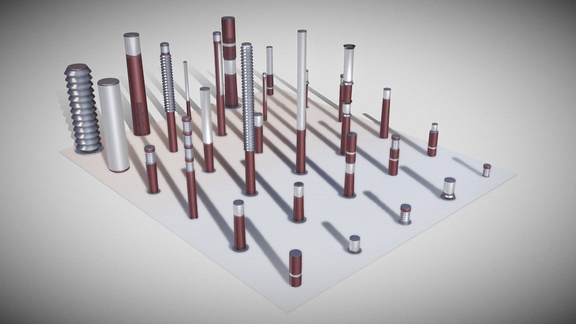 Dark Red Light-Columns (Low-Poly) Street-Light 9 - Buy Royalty Free 3D ...
