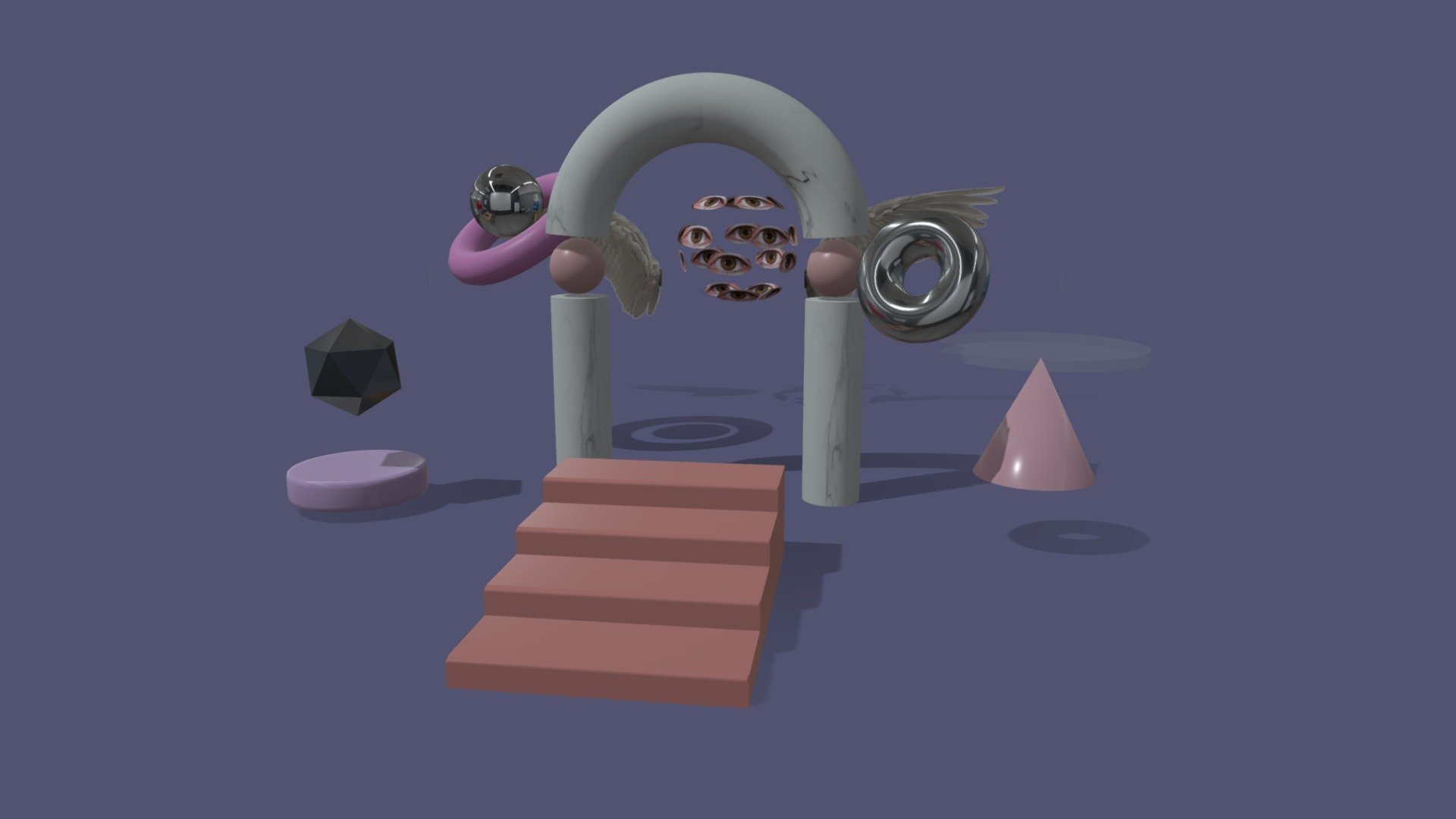 Memphis style inspired 3D composition - Download Free 3D model by t ...