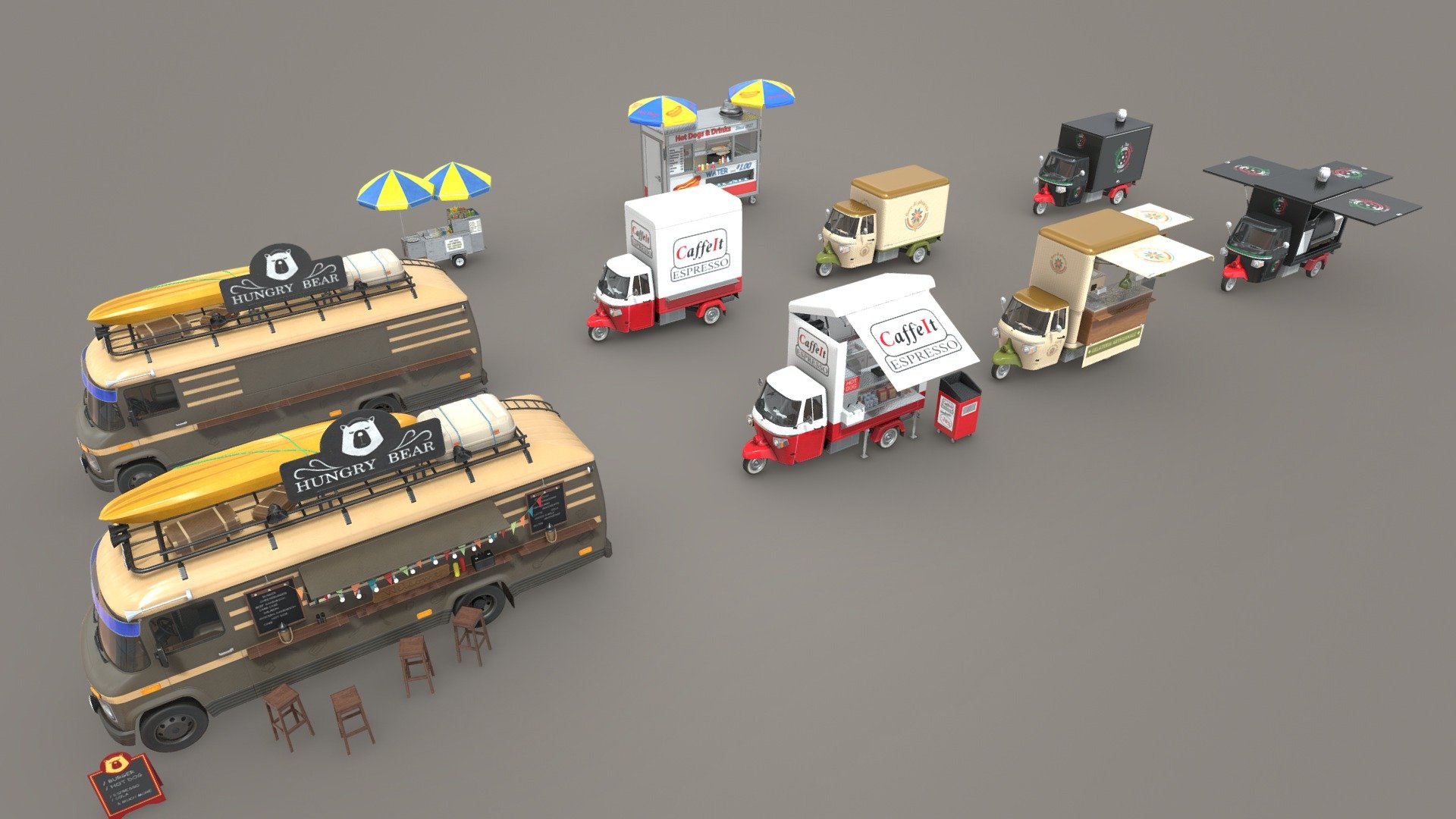 6 Food Trucks - Buy Royalty Free 3D model by Rescue3D Assets (@rescue3d ...