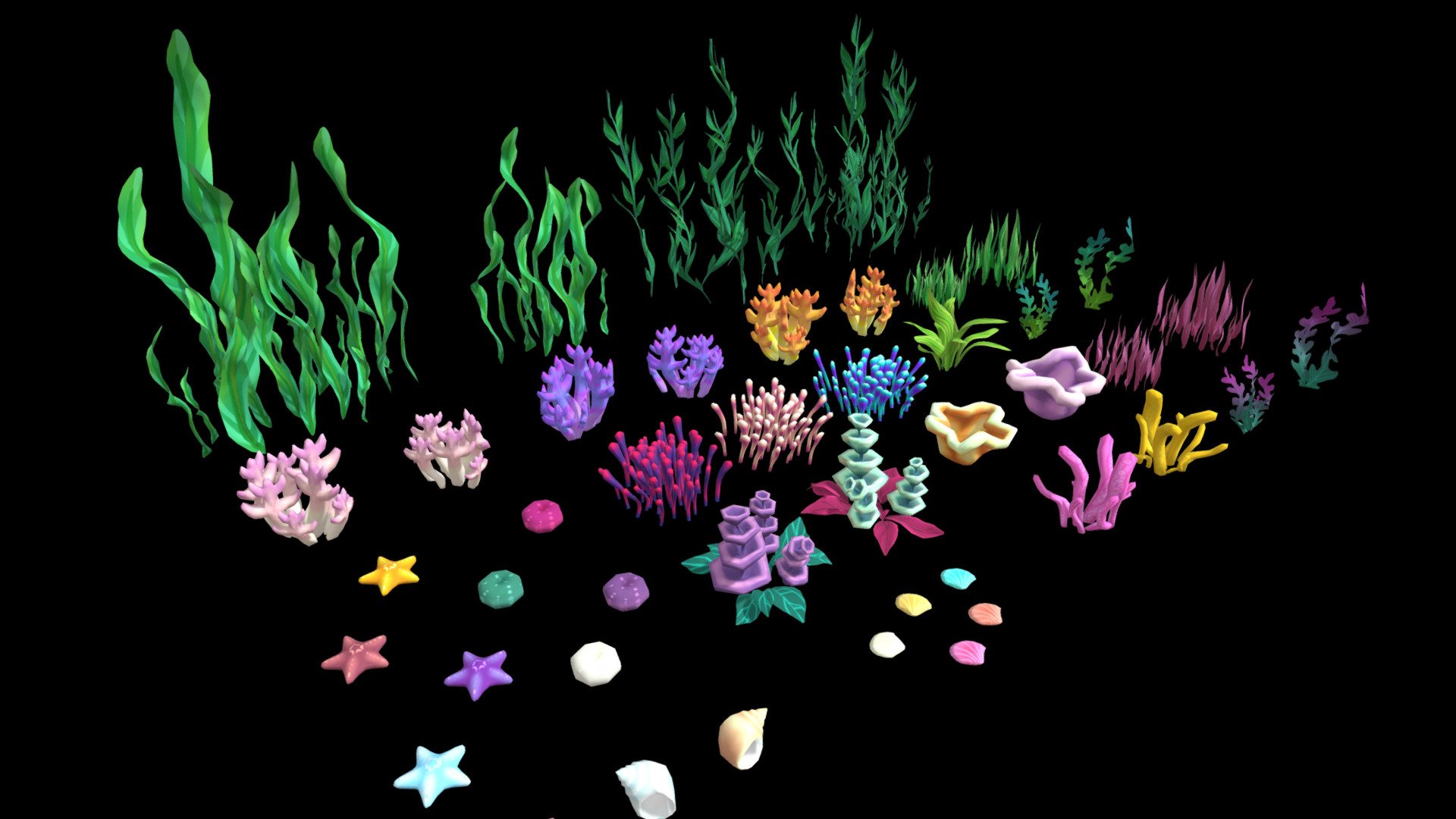 Stylized Underwater Plants Pack - 3D model by Mewn (@meewn) [5be7f0a ...