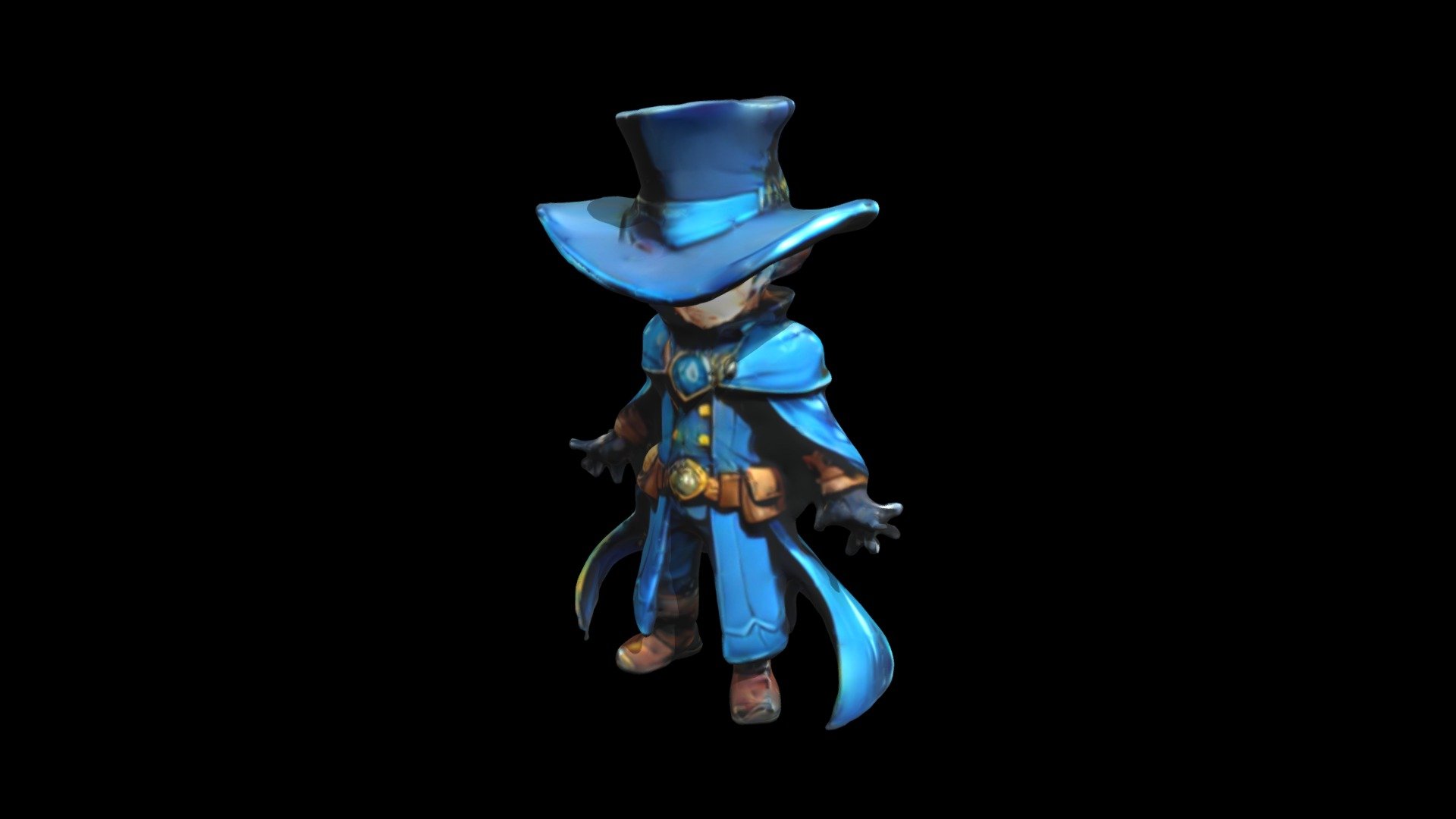 An animated character with a blue coat and hat i - Download Free 3D ...