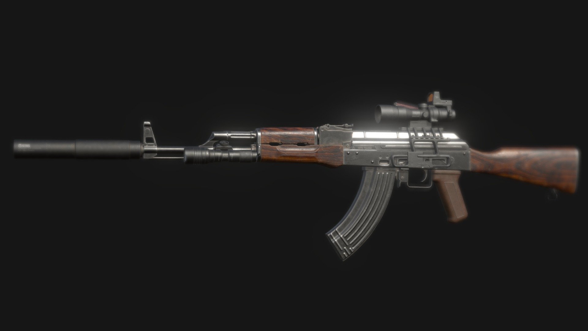 AKM 7.62 Custom - 3D model by sanchello [5bf3a76] - Sketchfab