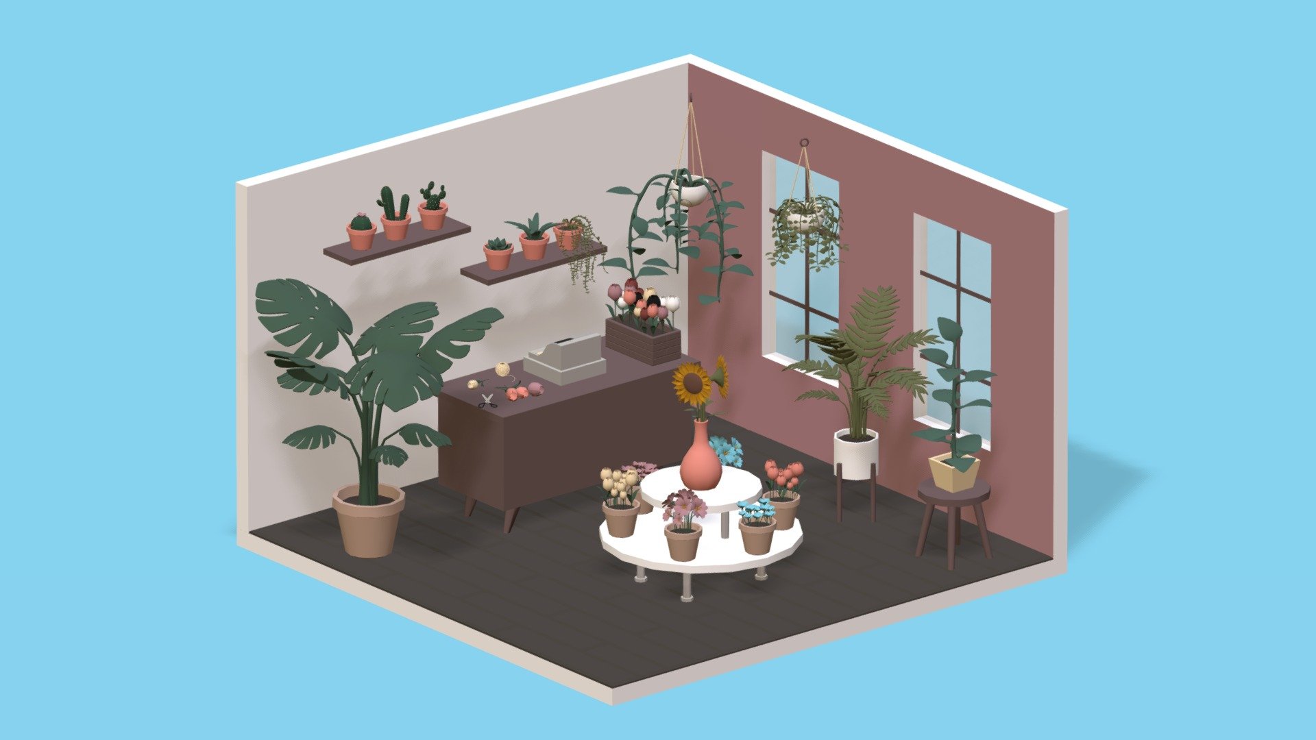 Flower shop - Buy Royalty Free 3D model by ApprenticeRaccoon [5bfb252 ...