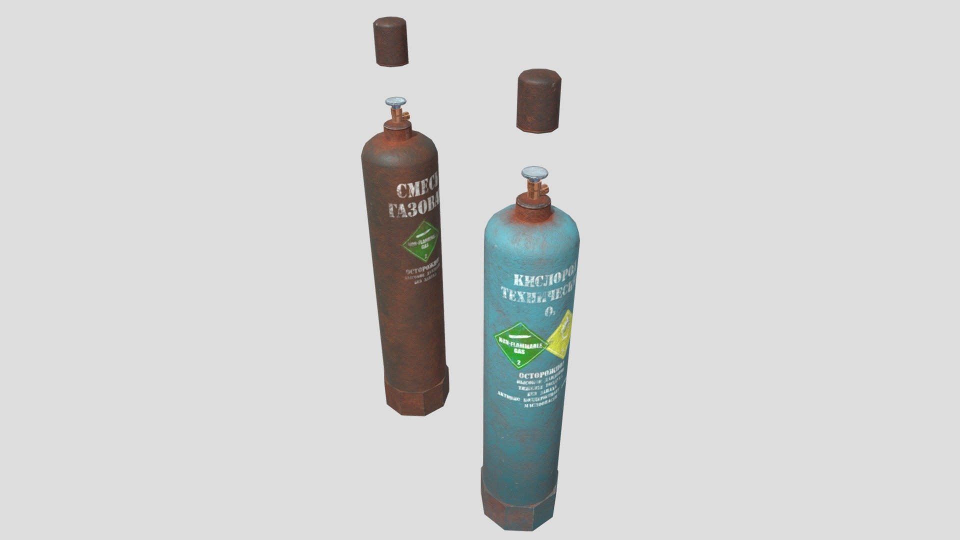 Two gas cylinders (lowpoly) - Download Free 3D model by Zuckergelee ...