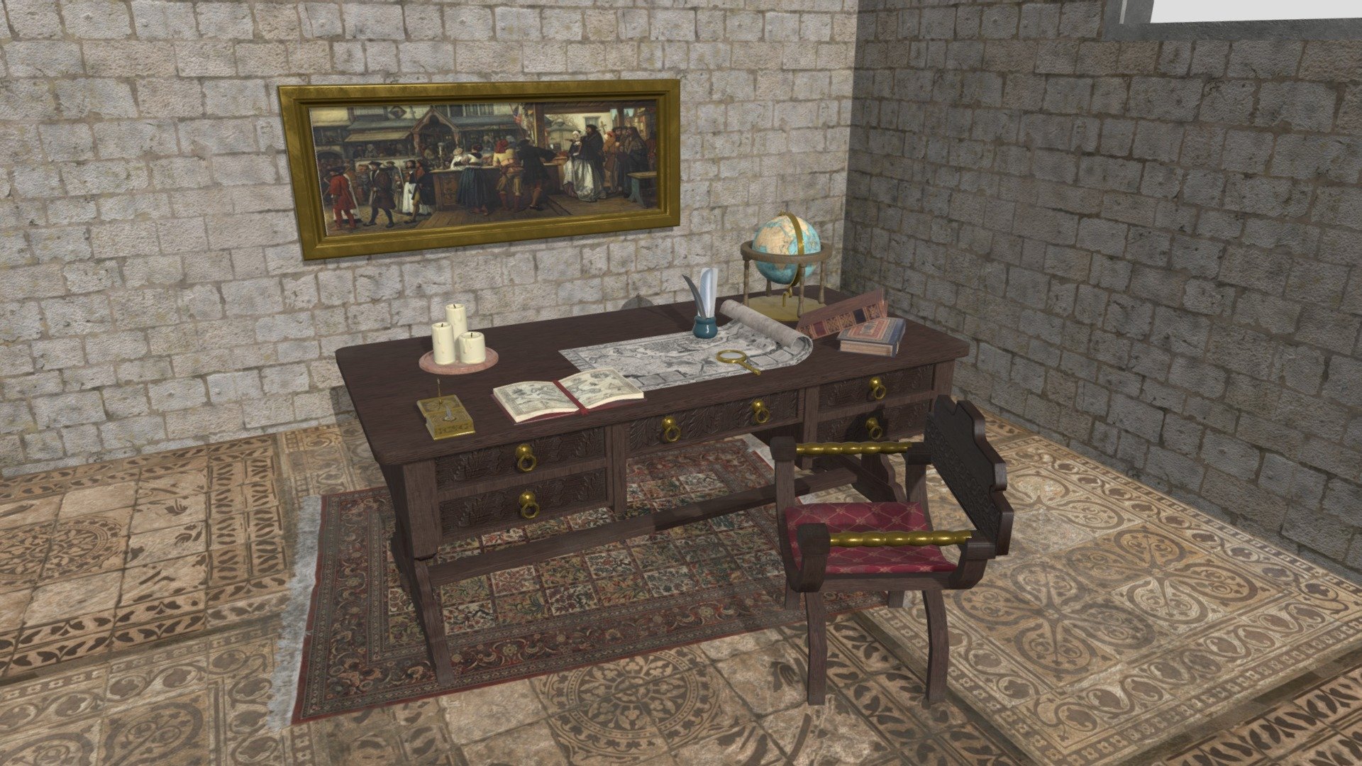 Renaissance Cartograph's Table - 3D model by KatieKrafter [5c1f6f9 ...