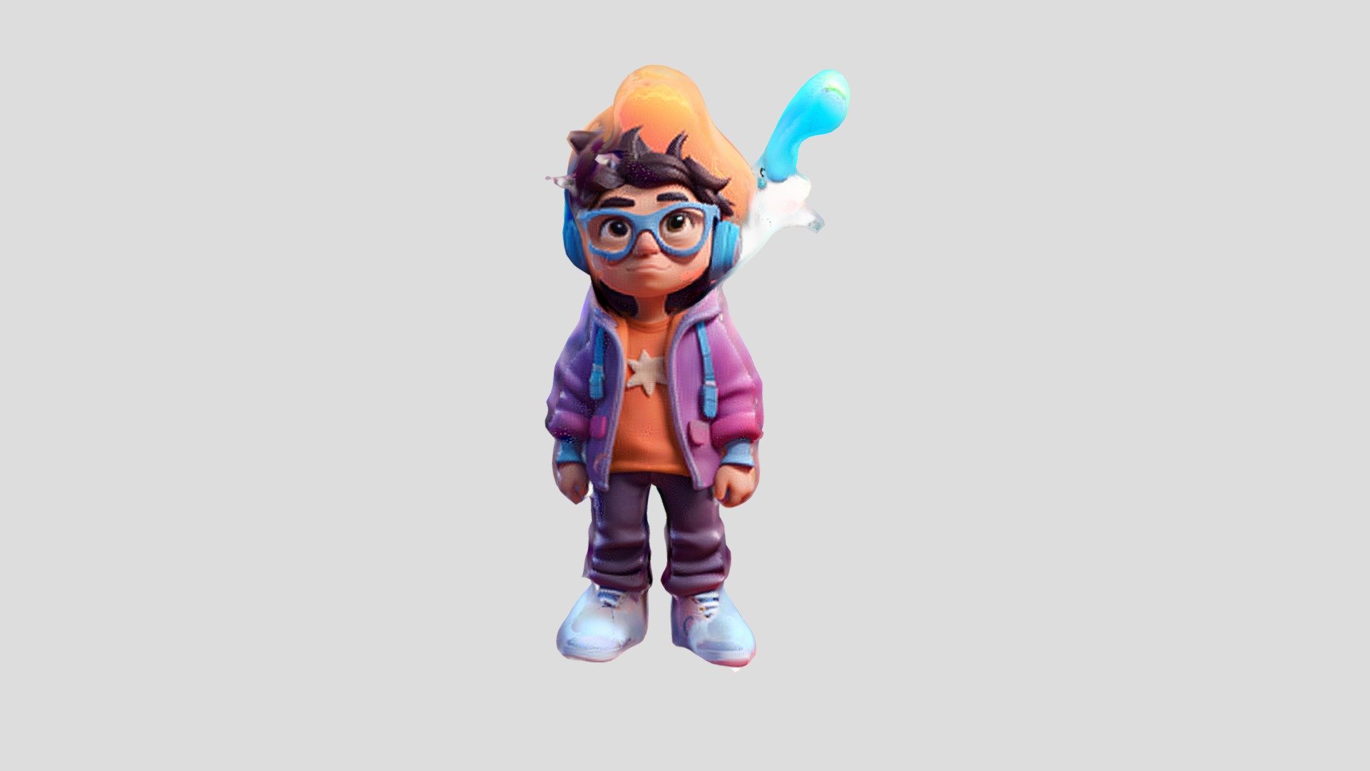 Colorful cartoon boy in a stylish outfit. A c - Download Free 3D model ...