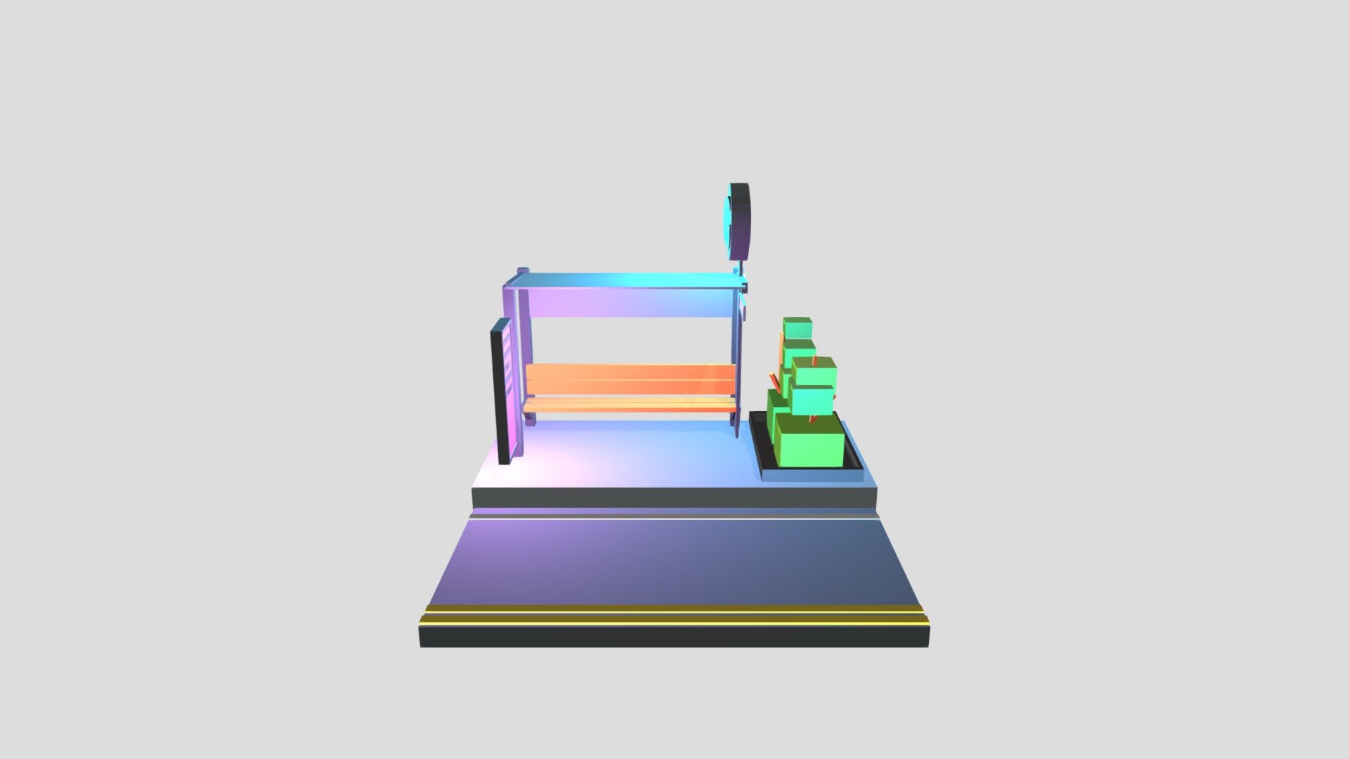 Low Poly Bus Stop - 3D model by pixelpun [5c39df4] - Sketchfab