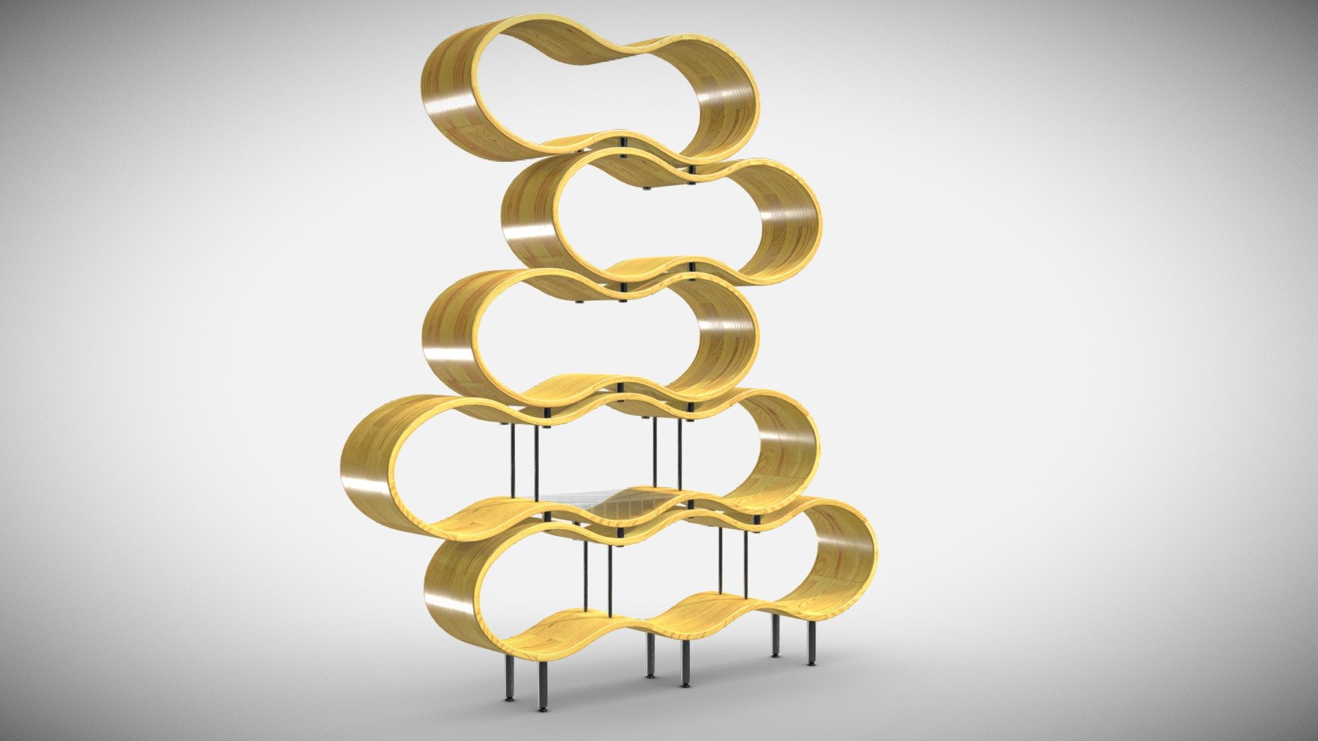 Wavy Wooden Bookshelf - Buy Royalty Free 3D model by John Fowler ...