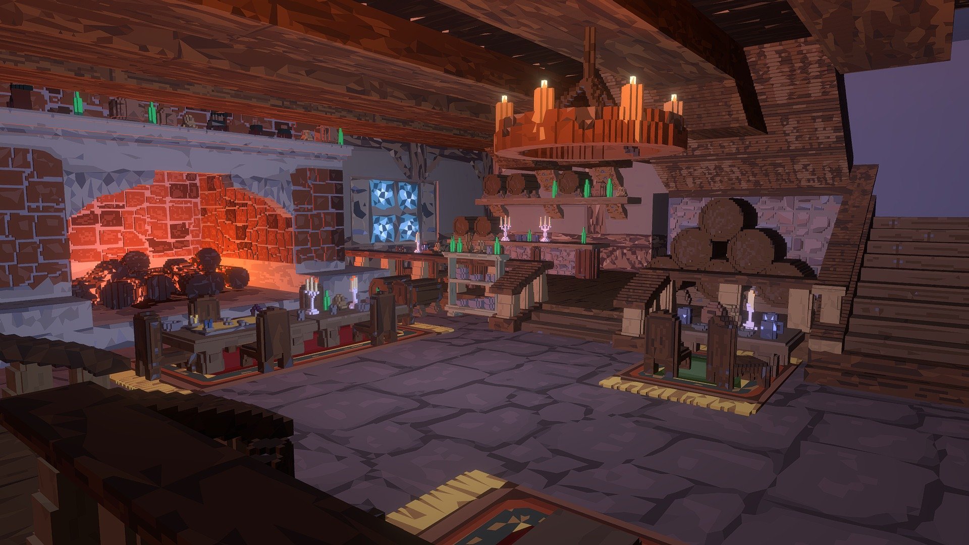Lion's Pride Inn - Goldshire Tavern by night - Download Free 3D model ...