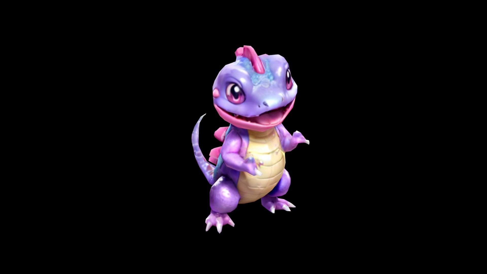 Purple and pink lizard-like creature standing on - Download Free 3D ...