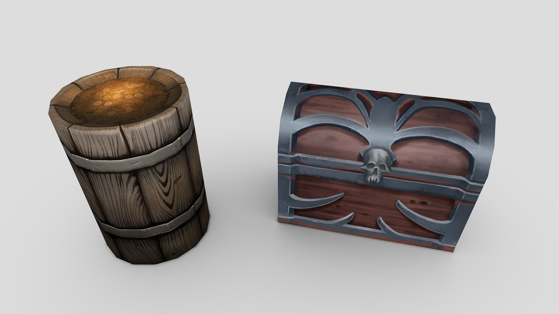 Chest and Barrel - 3D model by ToriChibi [5c5d9ef] - Sketchfab
