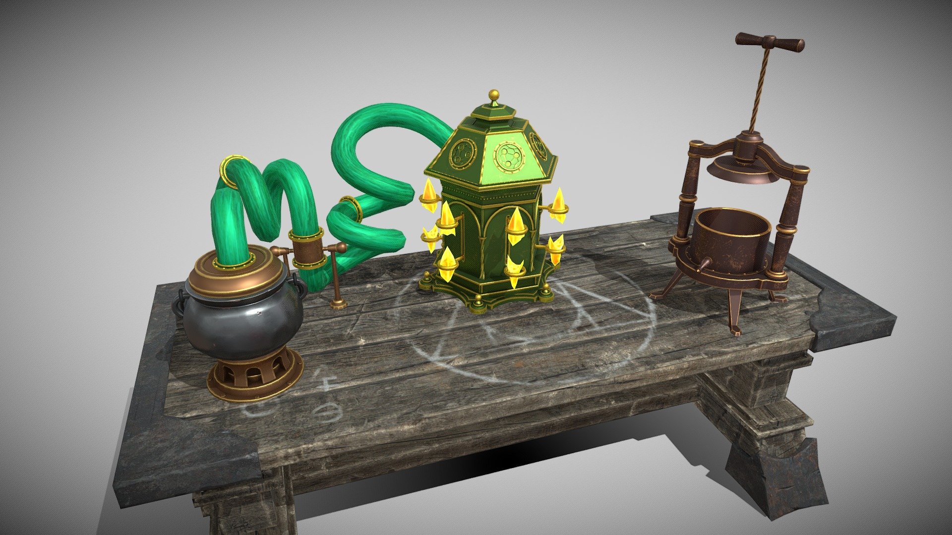Alchemy table - 3D model by demidrew [5c65e94] - Sketchfab