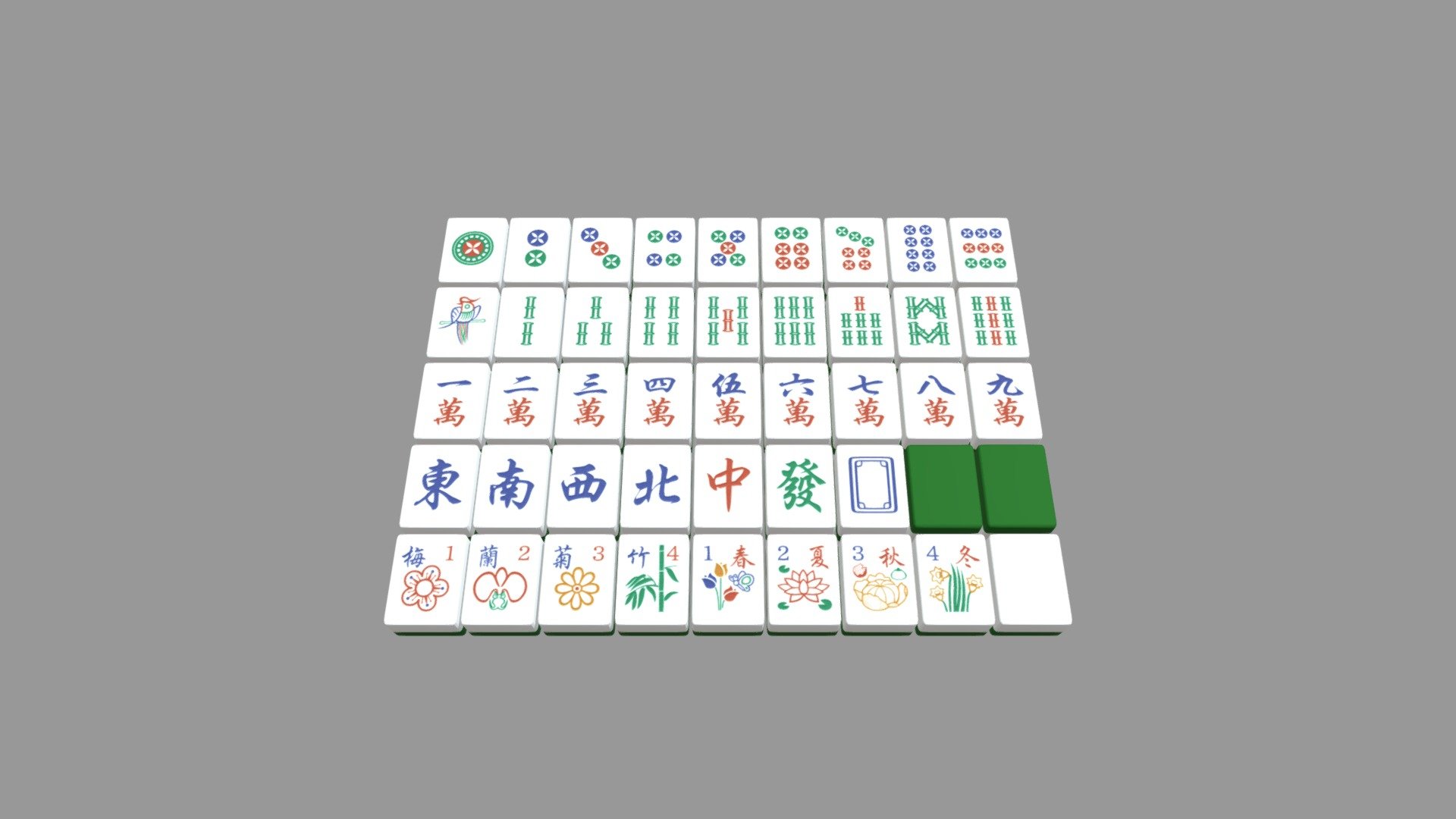 Mahjong 麻雀 - 3D model by ivanho521 [5c66d0e] - Sketchfab