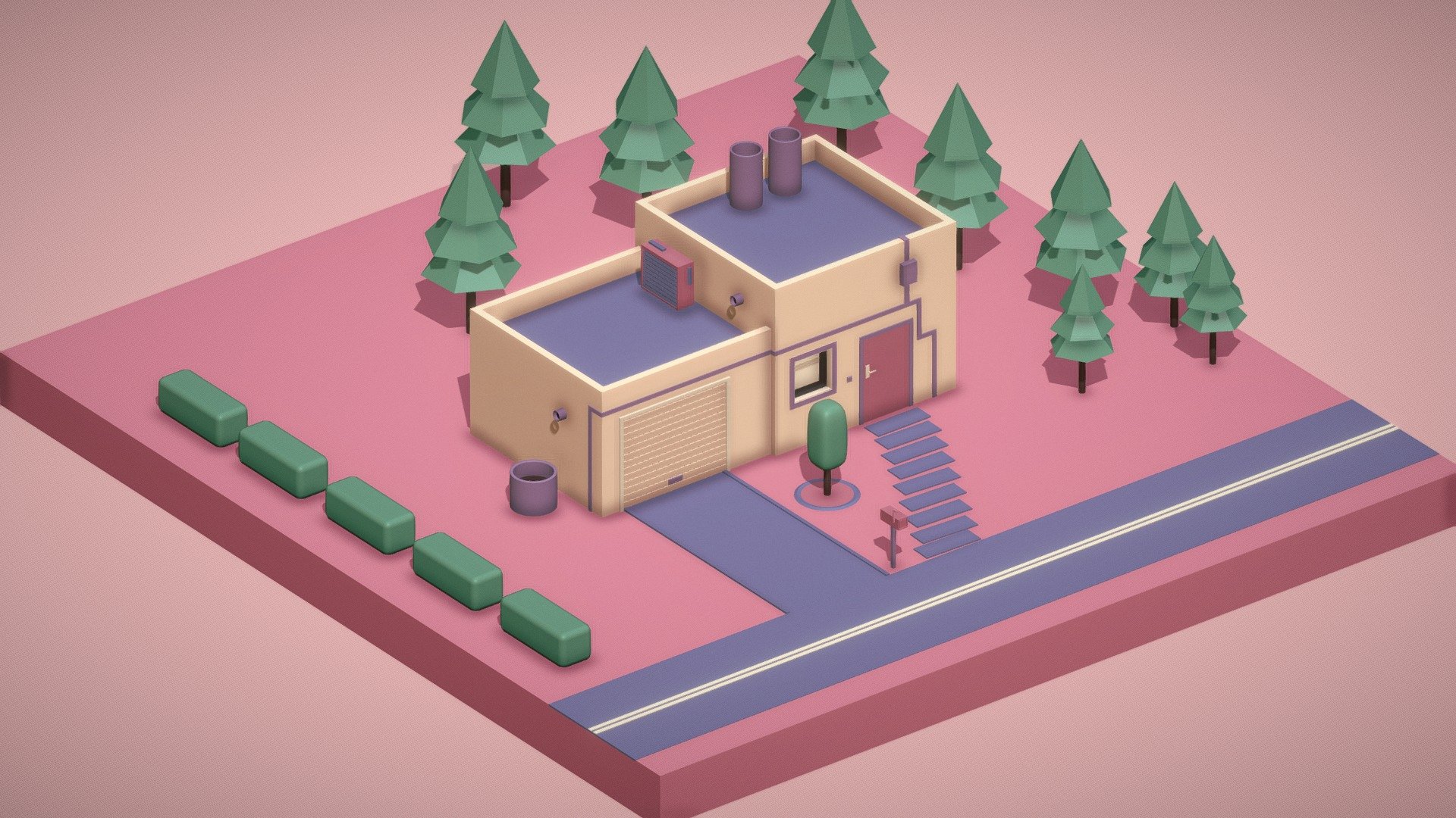 Lowpoly Isometric Scene - Buy Royalty Free 3D model by N1x [5c7a5f0 ...