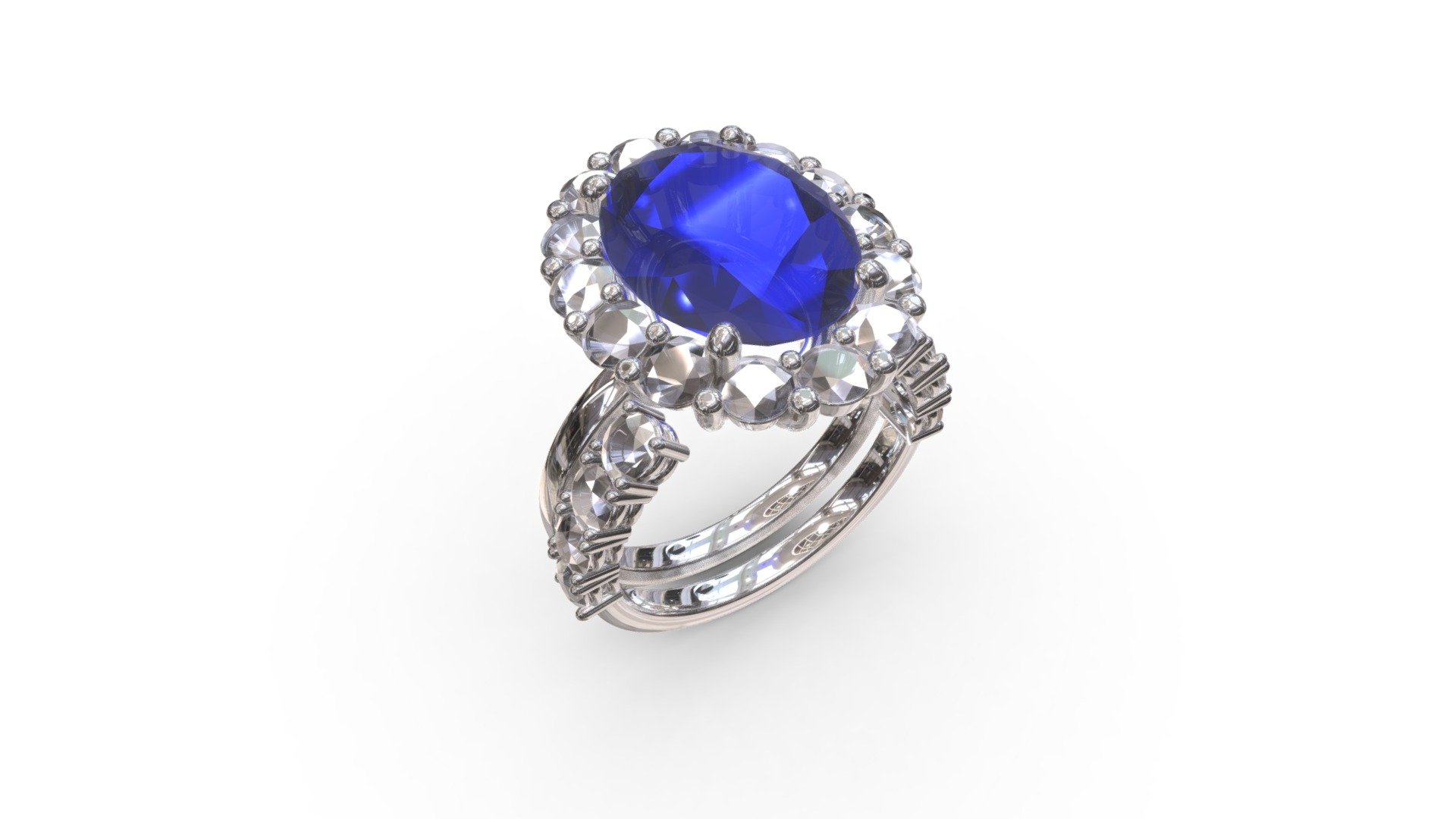 Lady Di Ring with Half Eternal Stone Ring - 3D model by Luis Rocha ...