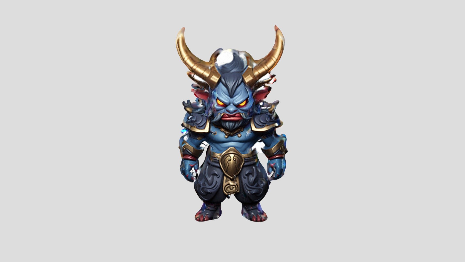 Blue Demon with Horns and Gold Armor A small - Download Free 3D model ...