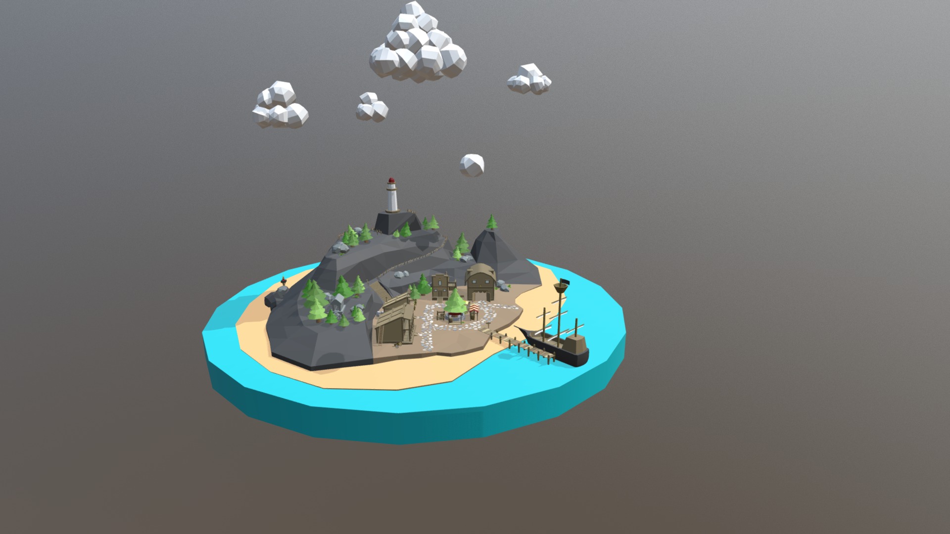 Low Poly Island - 3D model by magicspoon [5c9bc86] - Sketchfab