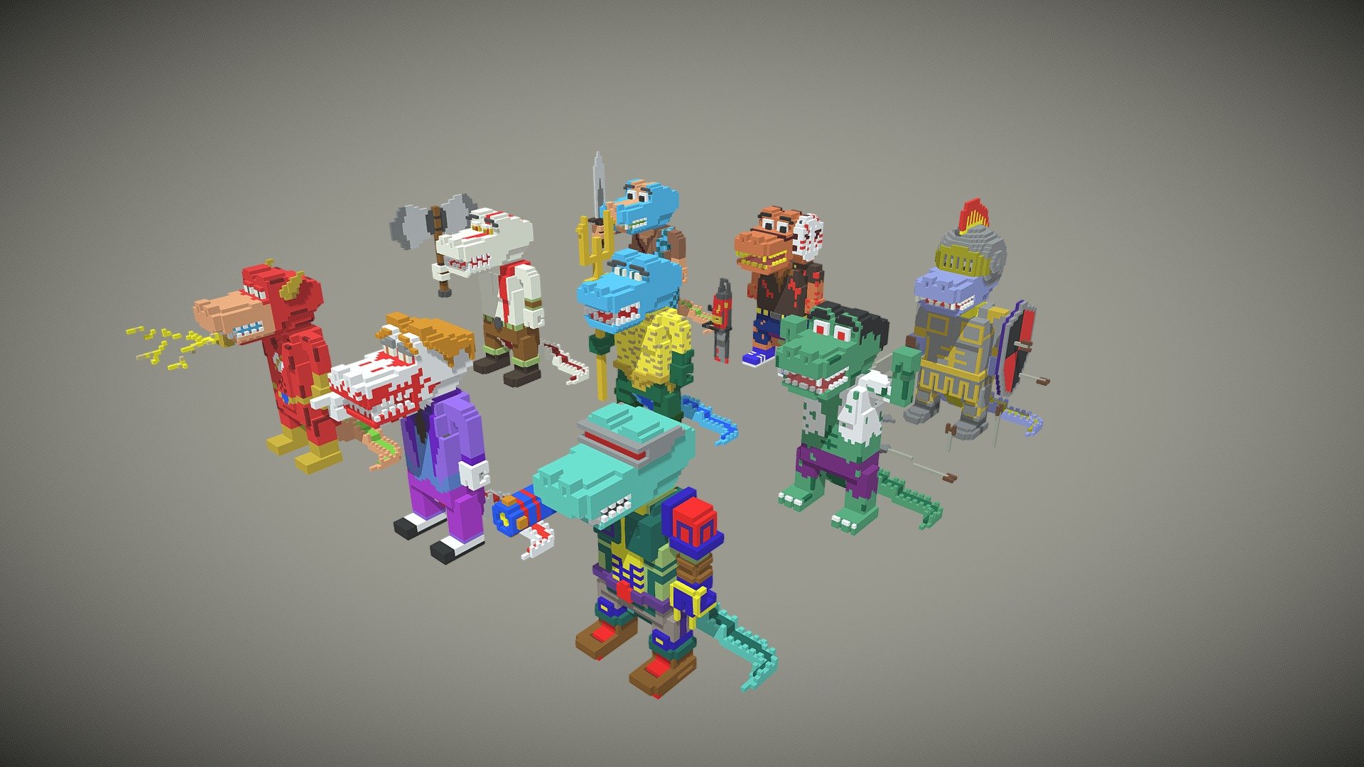 Set of Unique Crocodile Character - Buy Royalty Free 3D model by ...