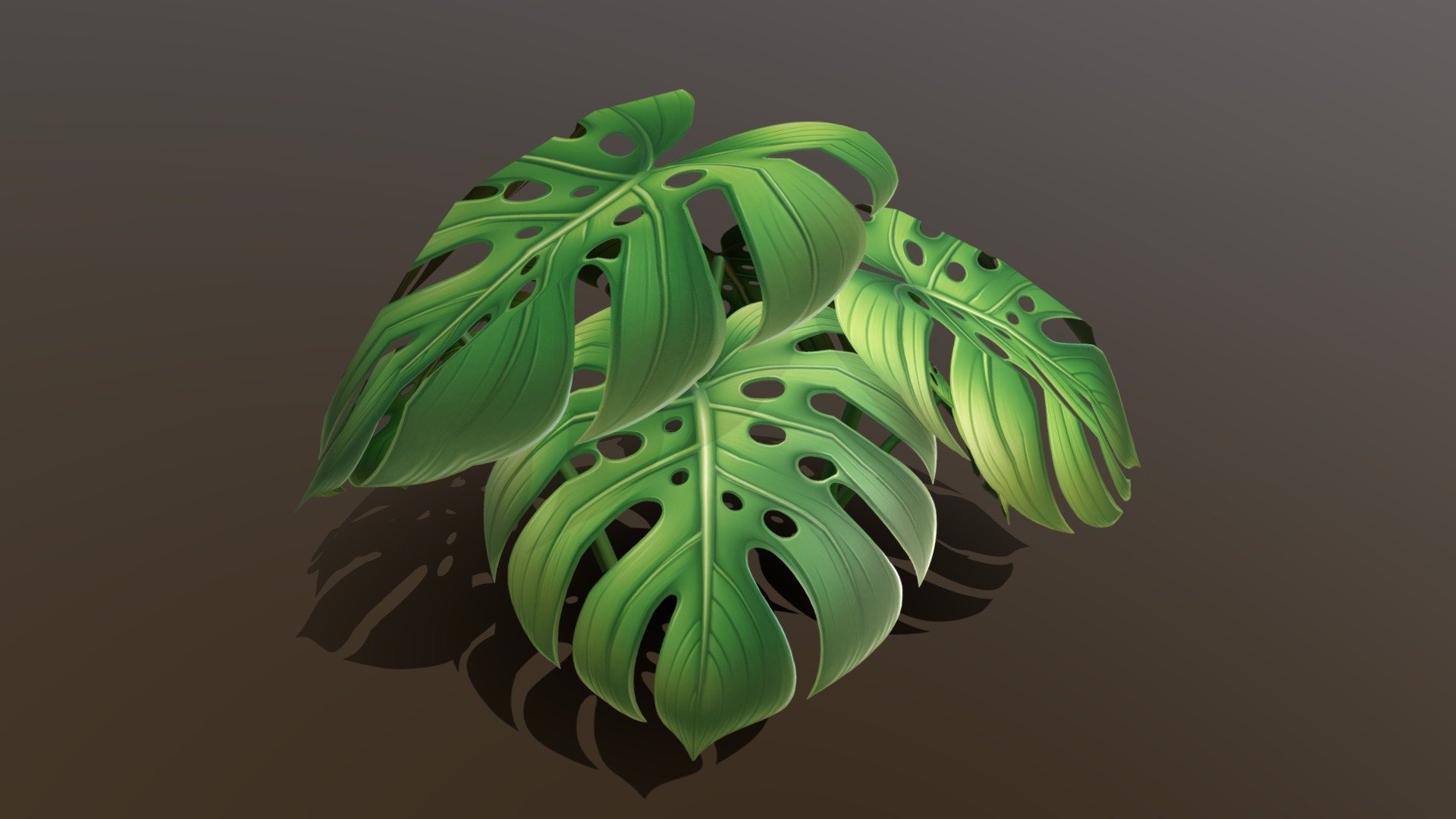 Monstera plant stylized bush low poly game ready - Download Free 3D ...