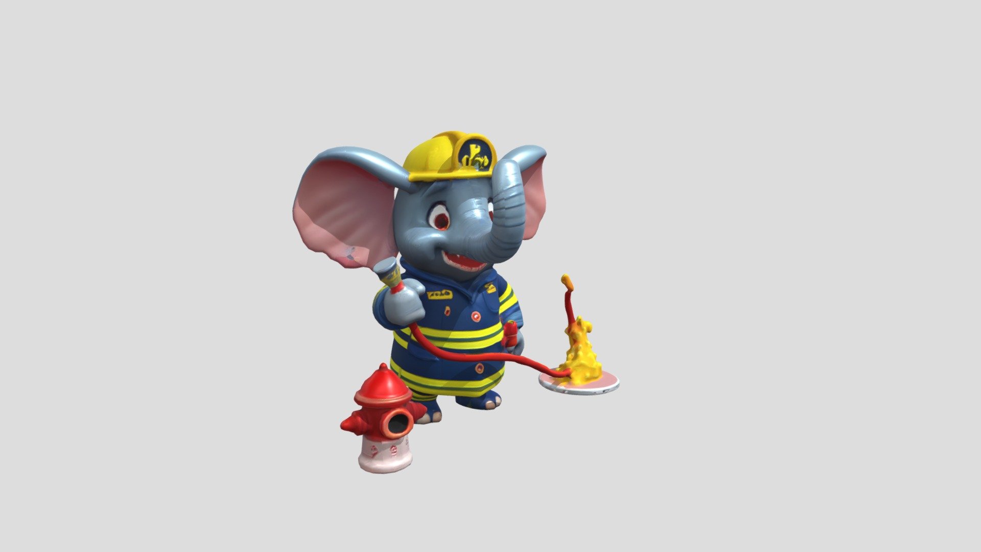 Firefighter elephant cartoon character - 3D model by StanSmith [5cab71c ...