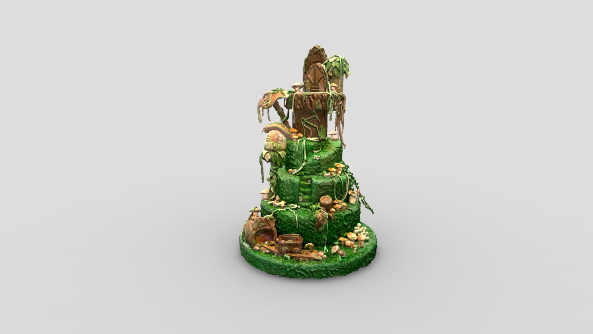 Green Forest Cake - 3D model by PolarisProduction [5cb41aa] - Sketchfab