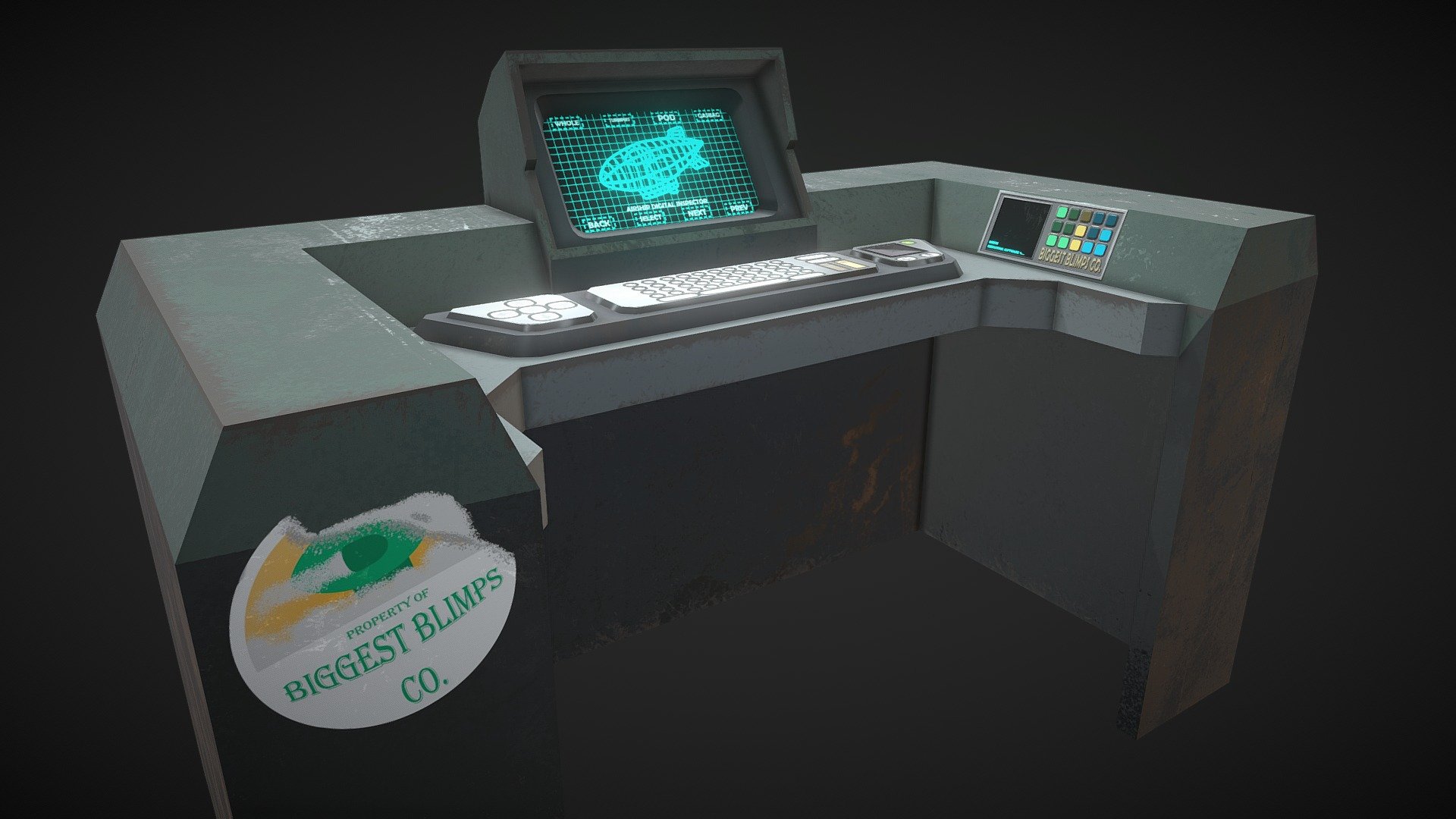 Retro Sci-Fi Computer Desk - Download Free 3D model by MichaelJM ...