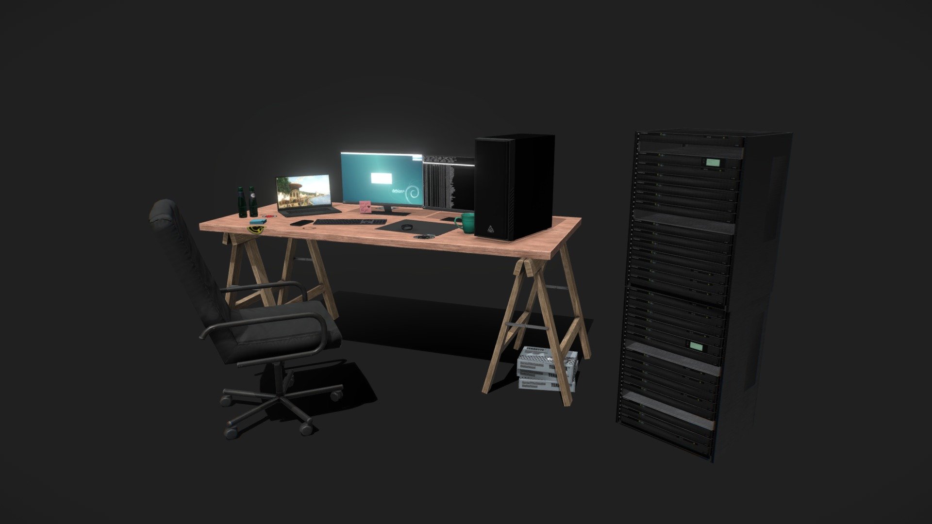 Hacker Desktop - 3D model by PlagnolAdrian [5cc2cdc] - Sketchfab