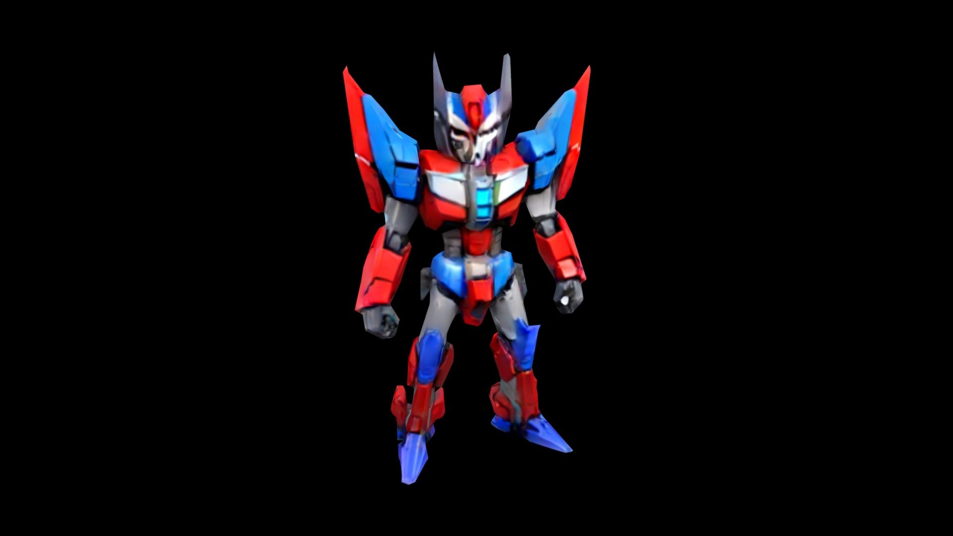 A large multi-colored robot stands with its arms - Download Free 3D ...