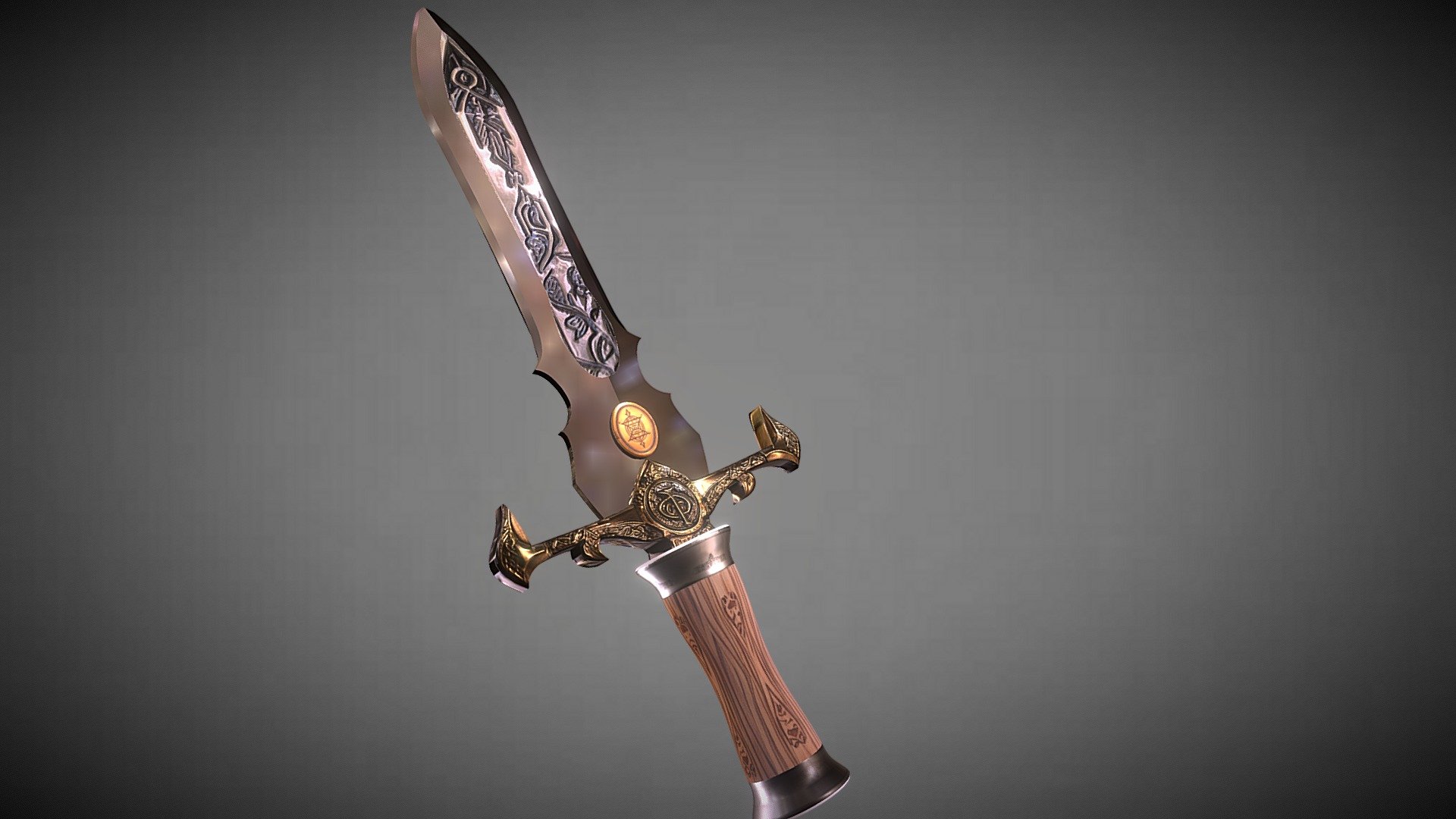 Gold and Silver Religious Dagger - Download Free 3D model by ...