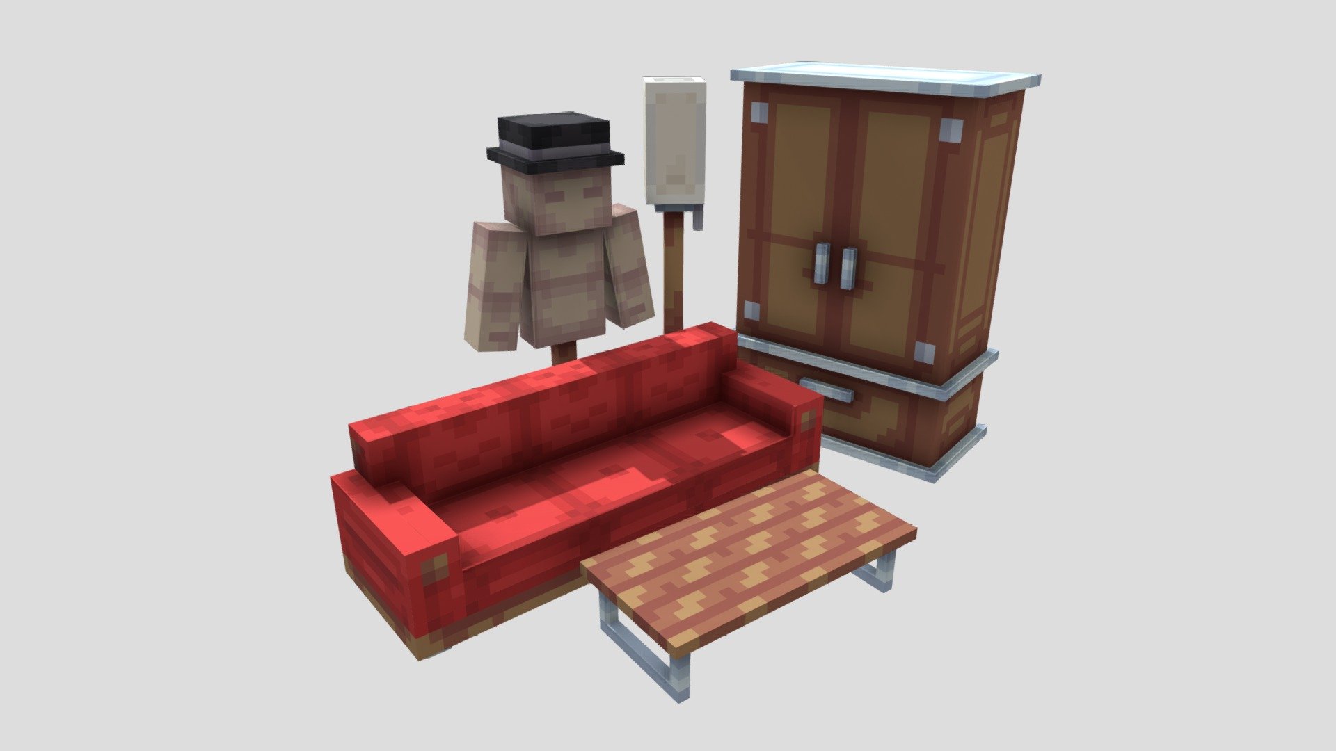 Minecraft style furniture - 3D model by K3kuka [5d1482f] - Sketchfab