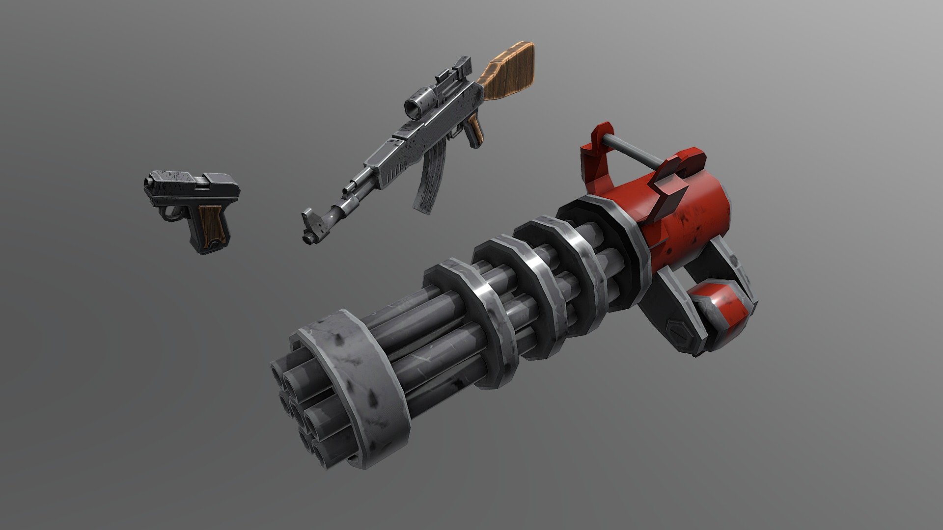 Stylized cartoon guns - 3D model by Nikolayeva (@nikolaeva) [5d2185b ...