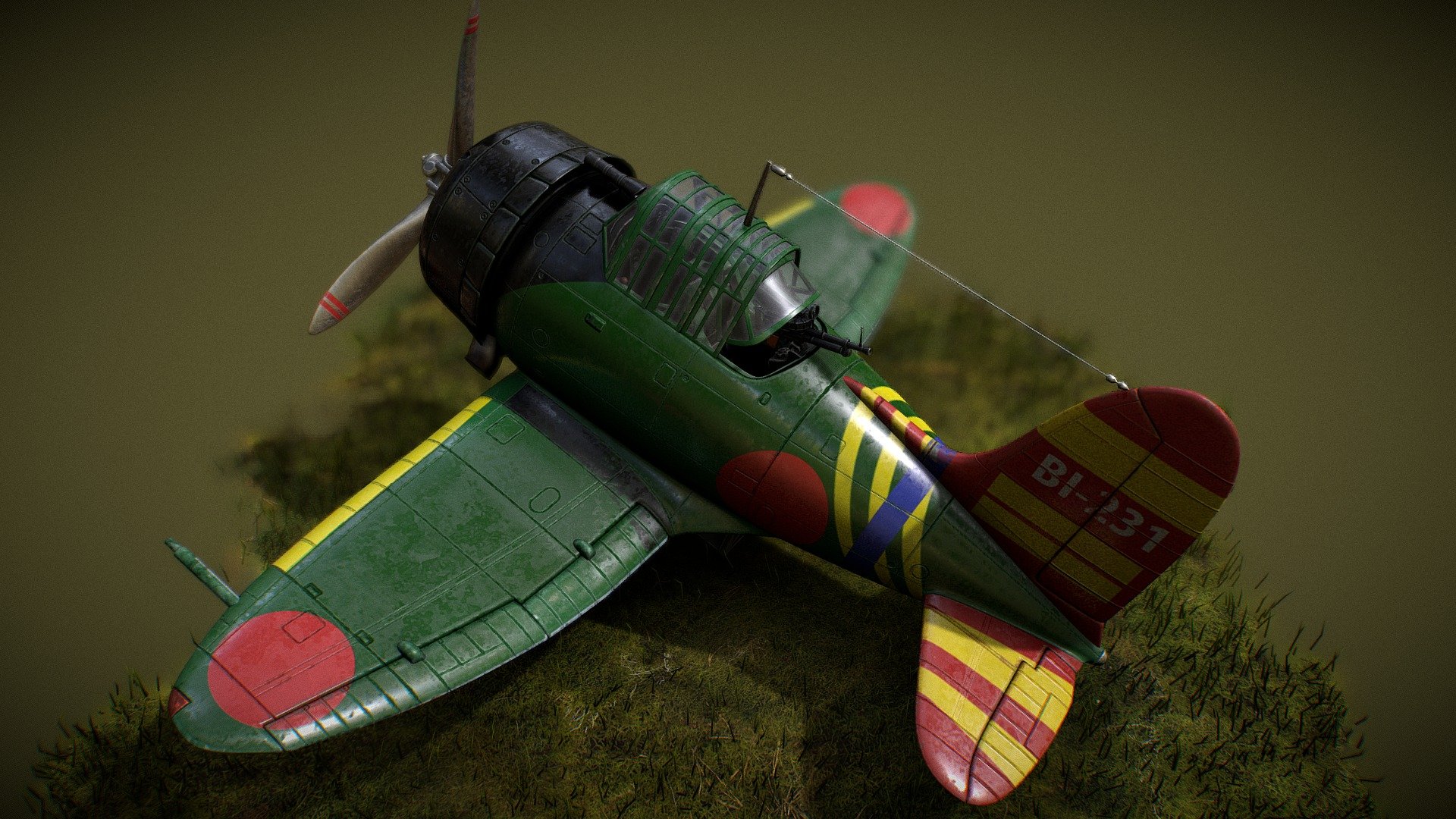 Toon AICHI_D3A_VAL Japanese Air Force - Buy Royalty Free 3D model by ...