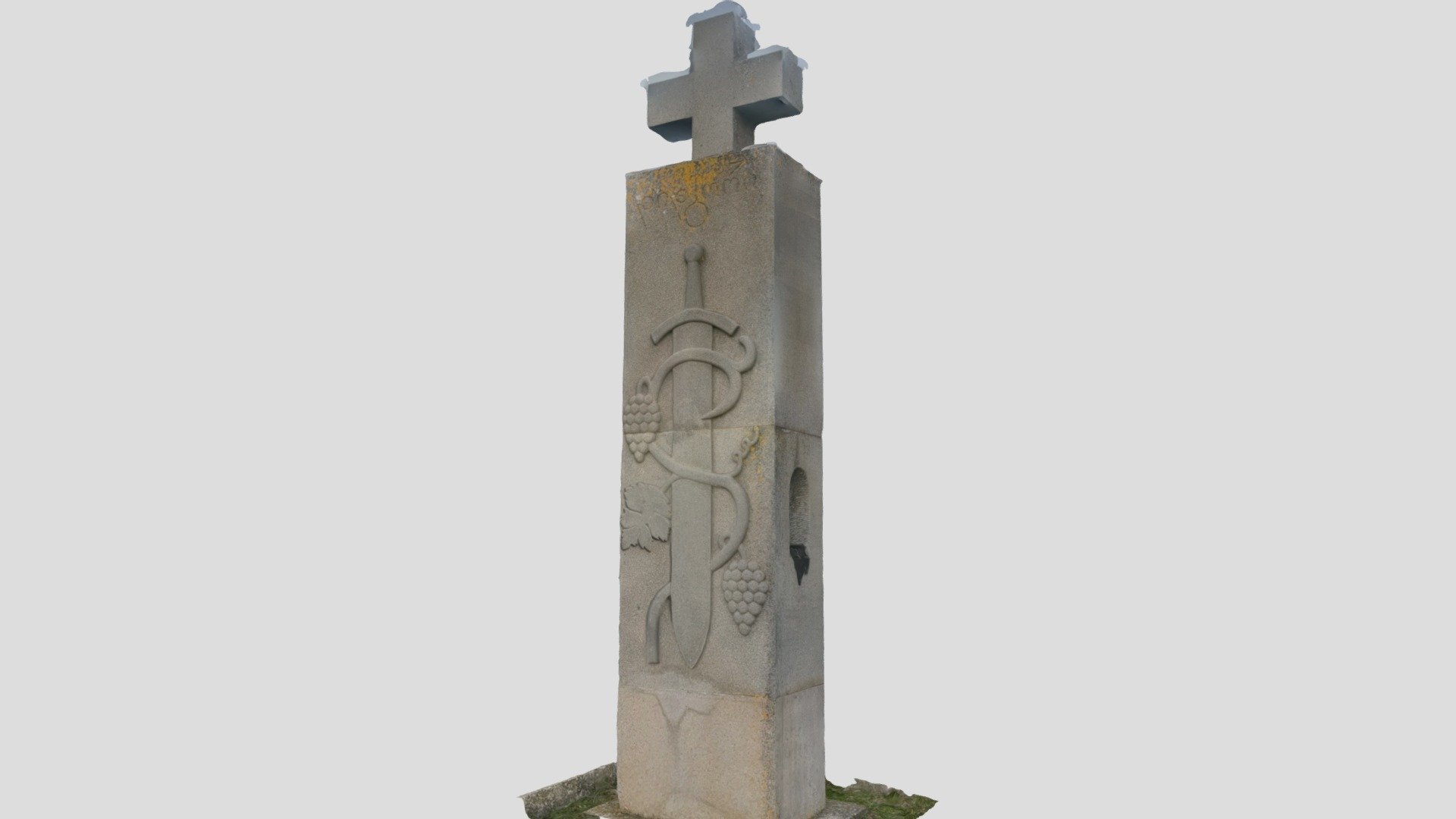 Stone monument with cross, sword and grapevines - Download Free 3D ...