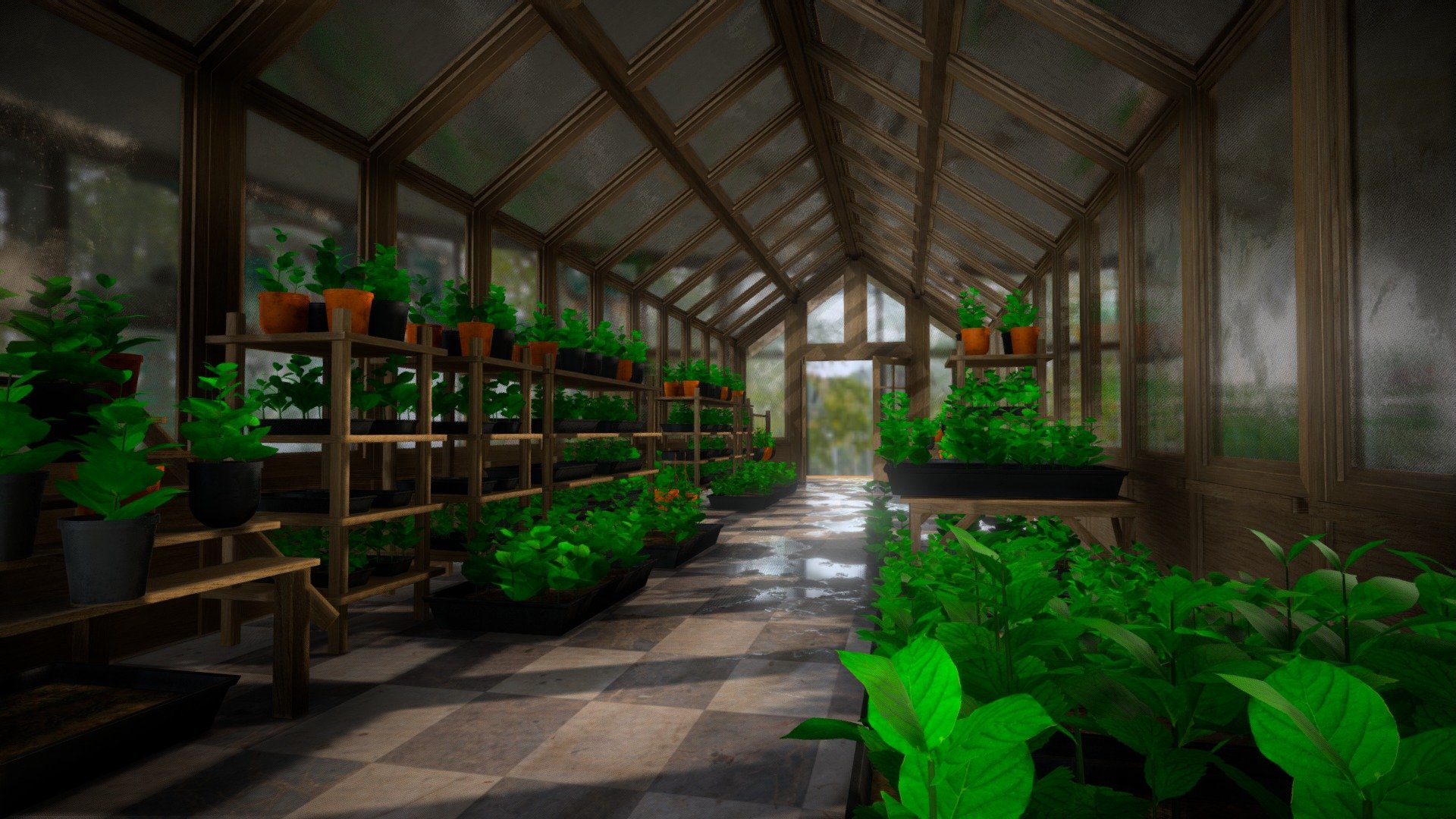 Wooden Greenhouse with Plants - Buy Royalty Free 3D model by Nicholas ...