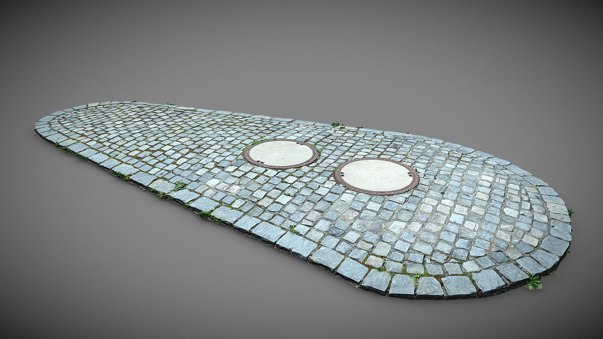 Road cobblestone island with two canals - Buy Royalty Free 3D model by ...