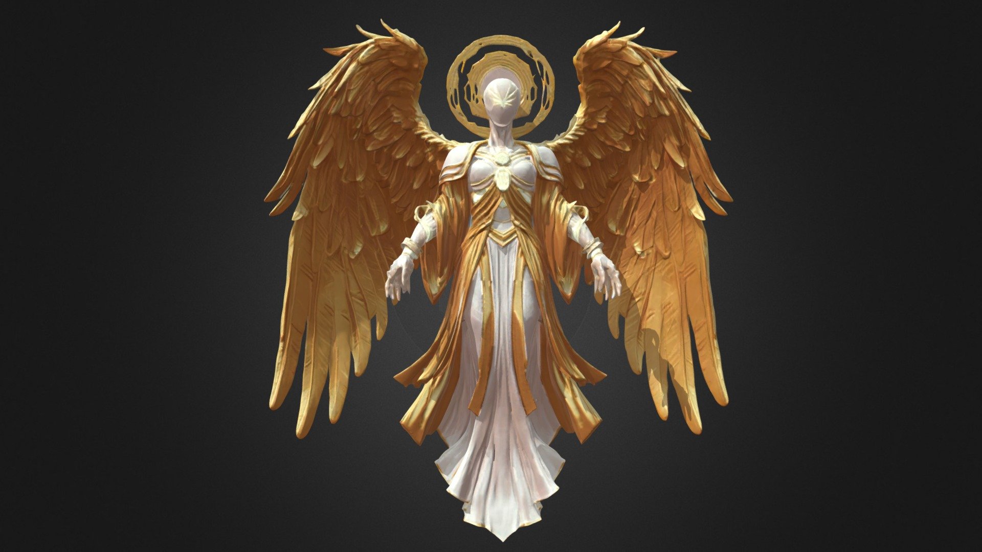 Holy Faceless Angel with Golden Wings - Download Free 3D model by ...