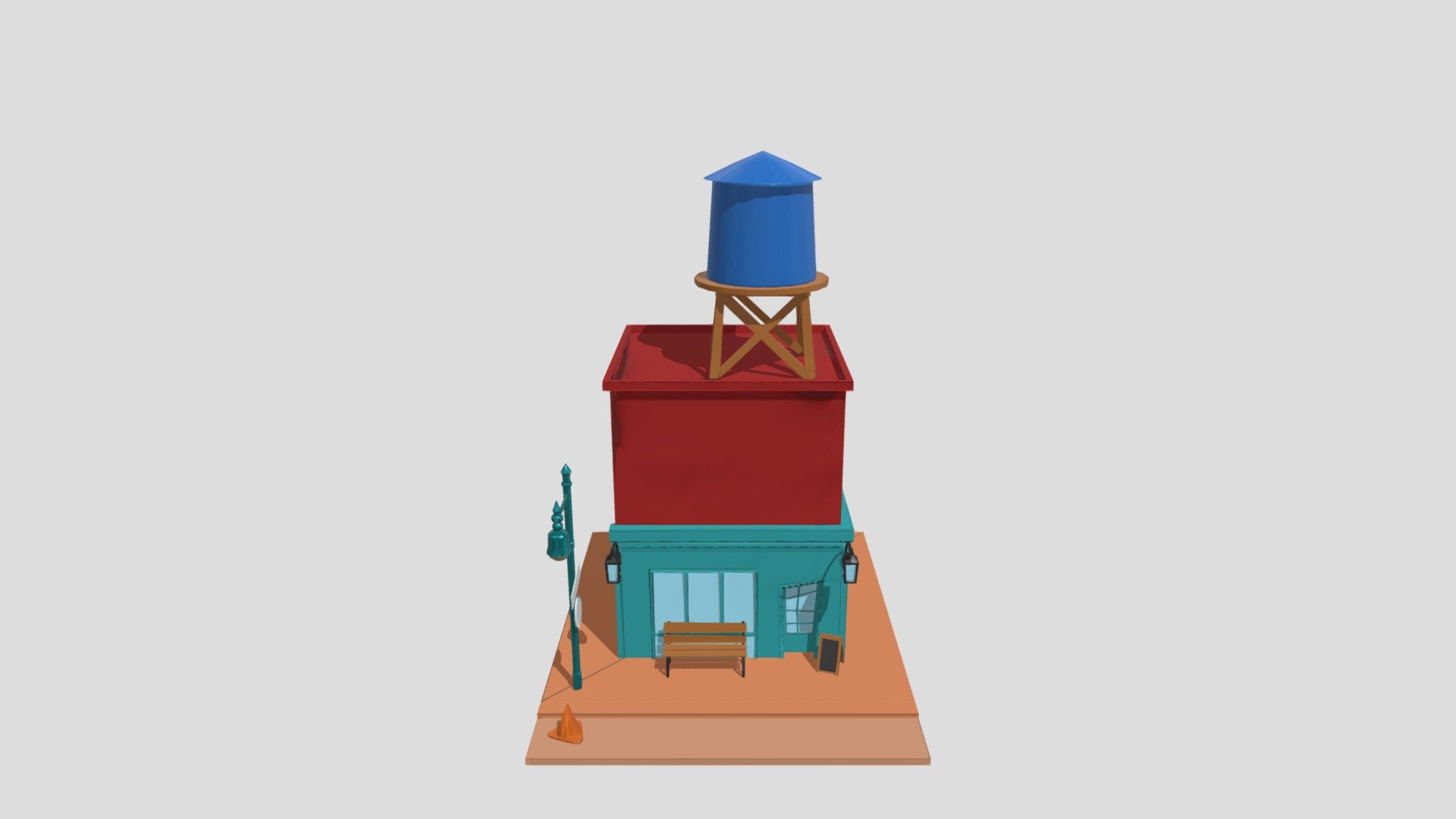 Diorama Cafeteria Low Poly - 3D model by guillemaixut [5d67ebb] - Sketchfab
